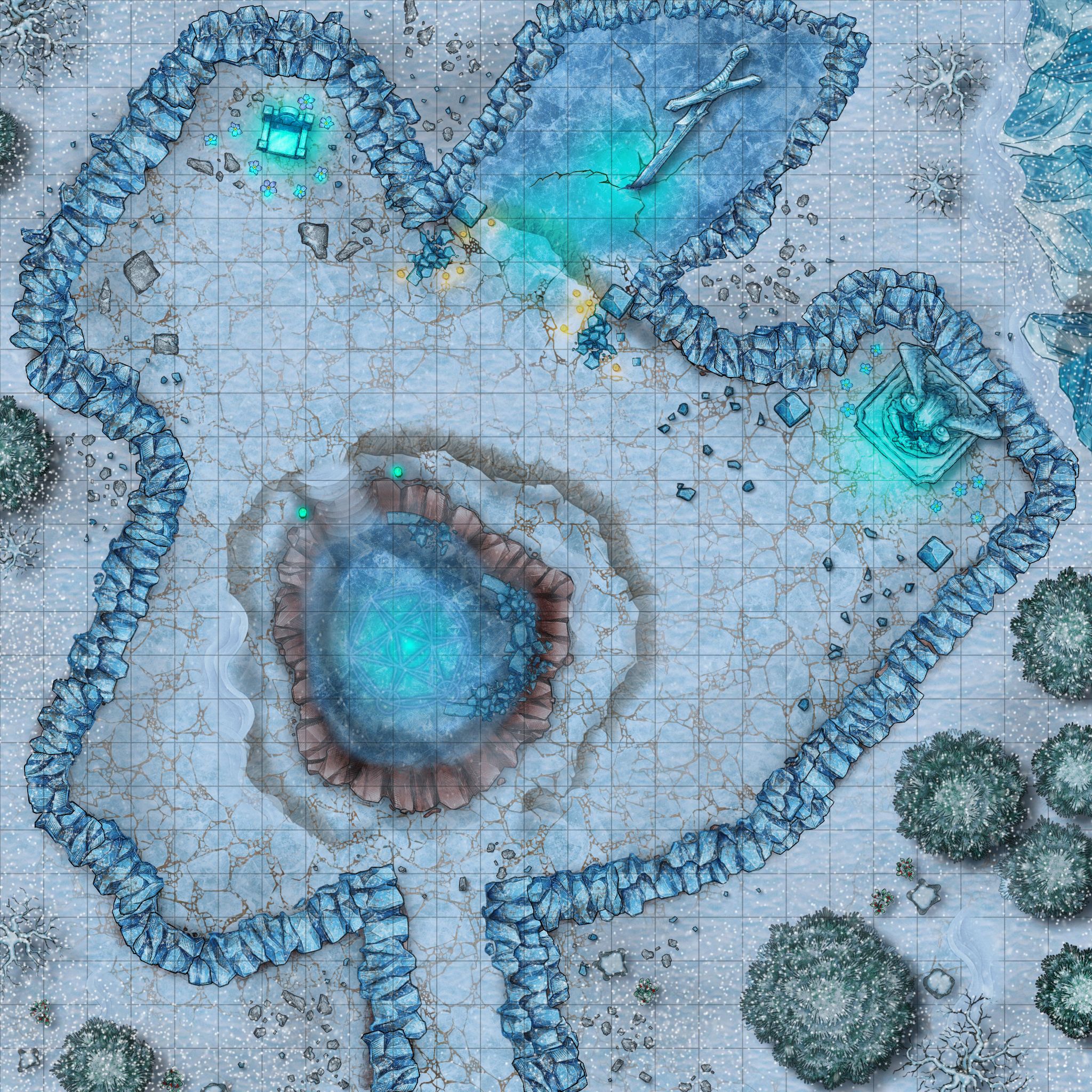 Ice Cave Grid | Inkarnate - Create Fantasy Maps Online