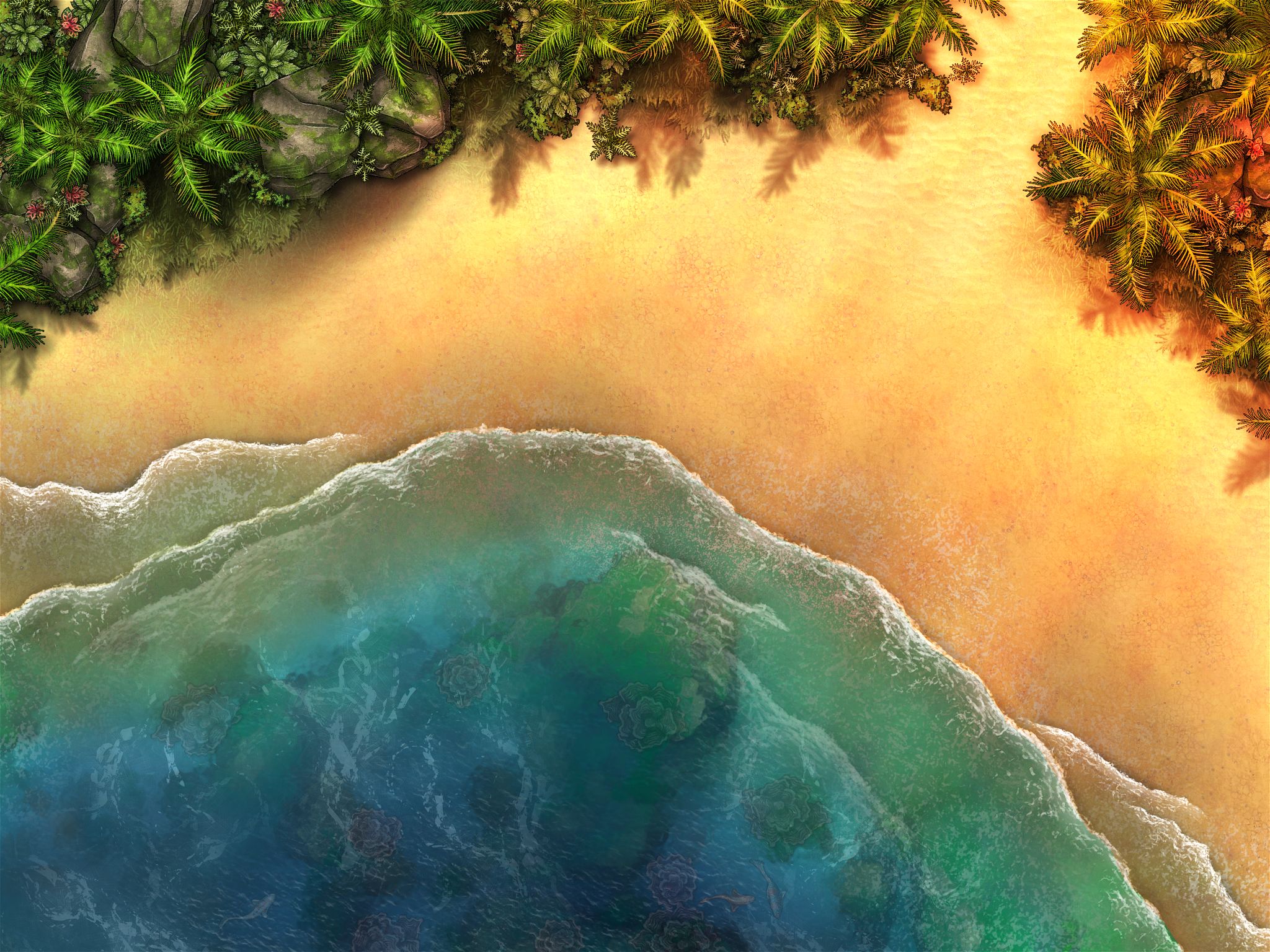 Tropical Beach Battle Map | Inkarnate - Create Fantasy Maps Online