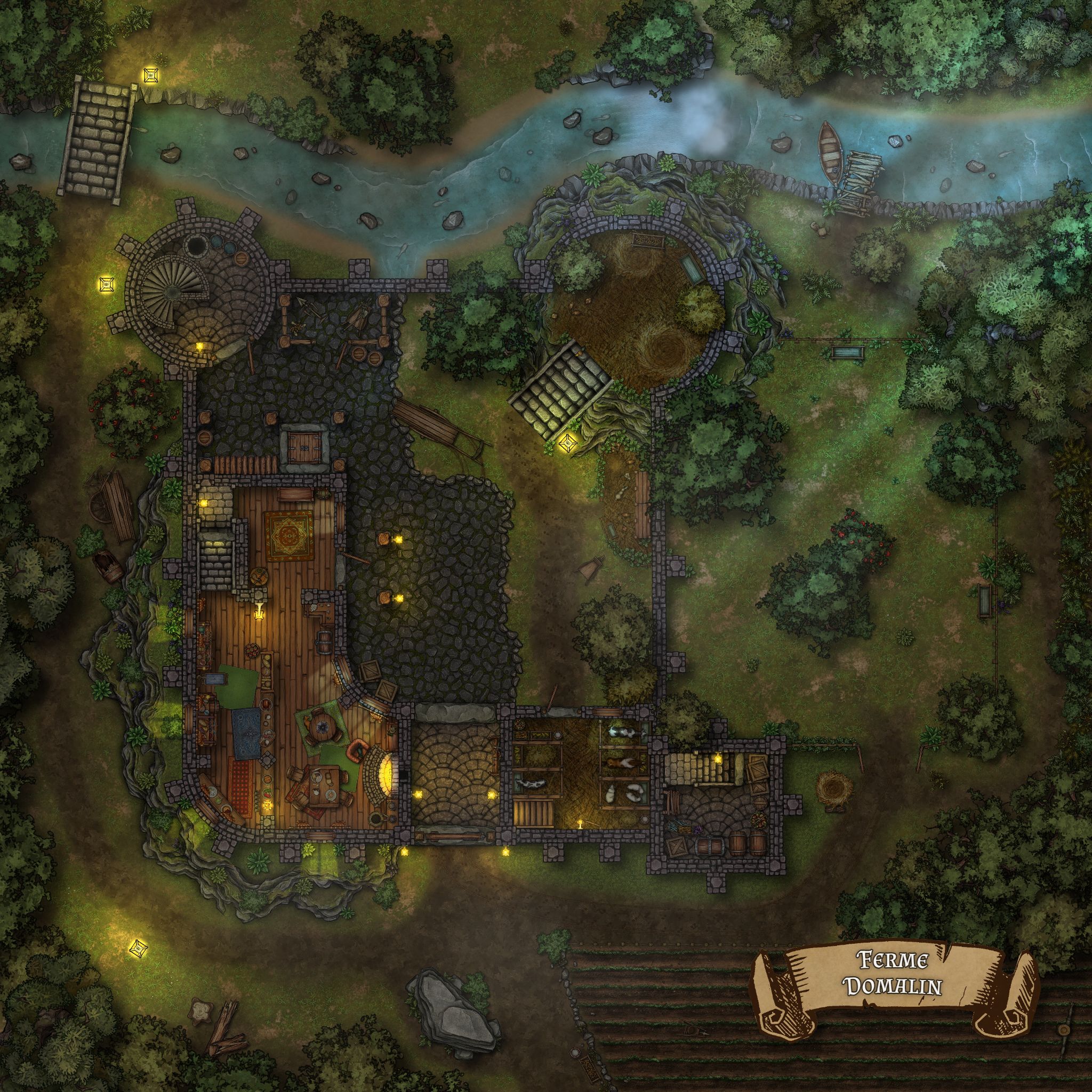 ferme domalin_niv: rdc (night) | Inkarnate - Create Fantasy Maps Online