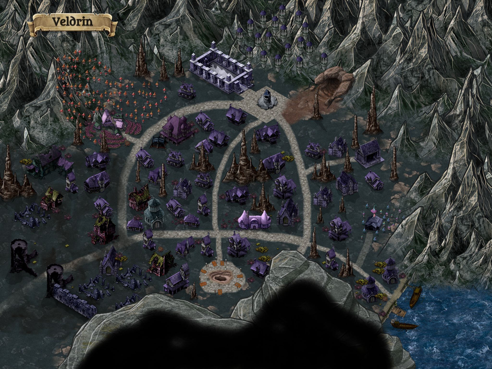 Veldrin - Dark Elf Town | Inkarnate - Create Fantasy Maps Online
