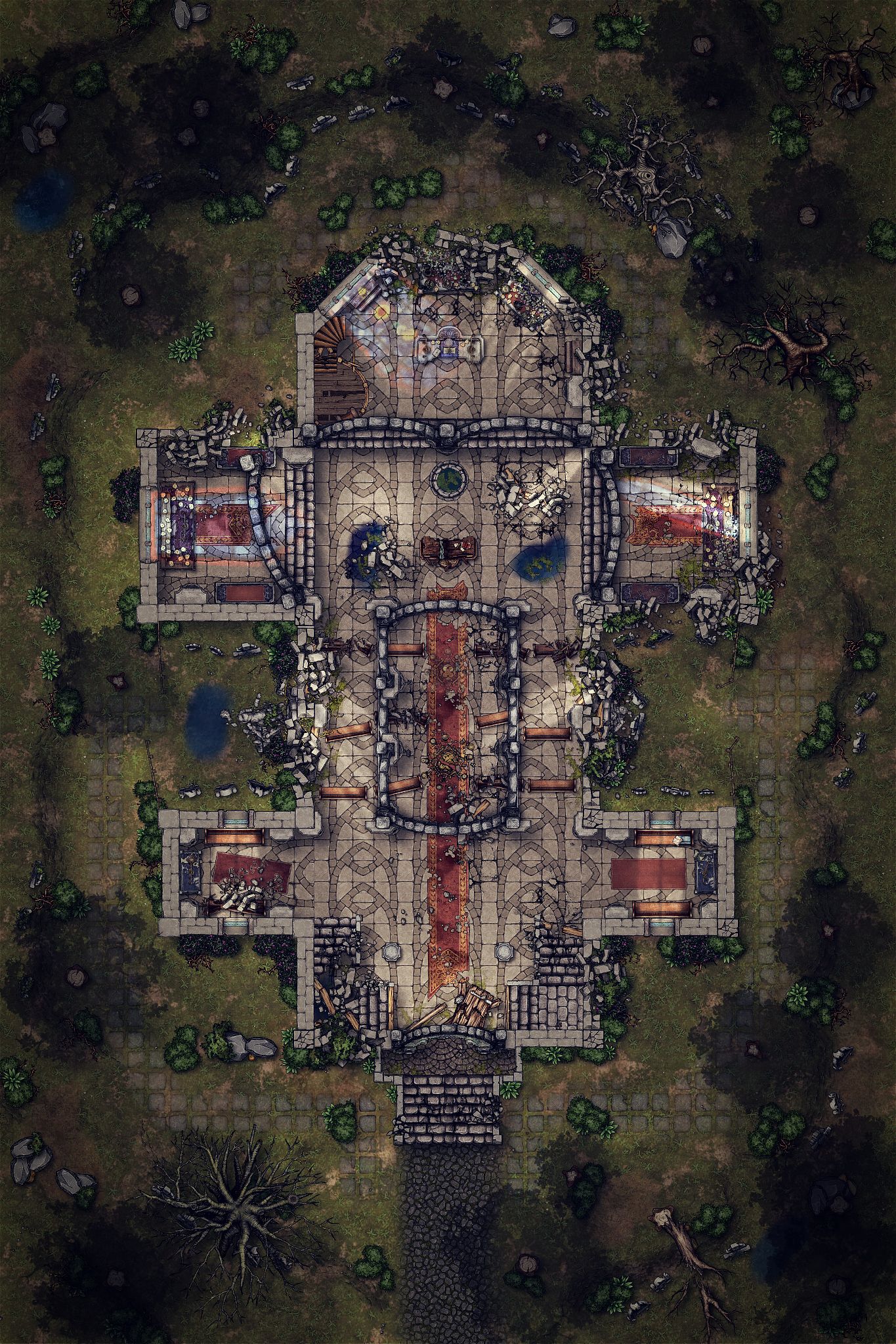 Ruined Church 40x60 Ground Floor | Inkarnate - Create Fantasy Maps Online