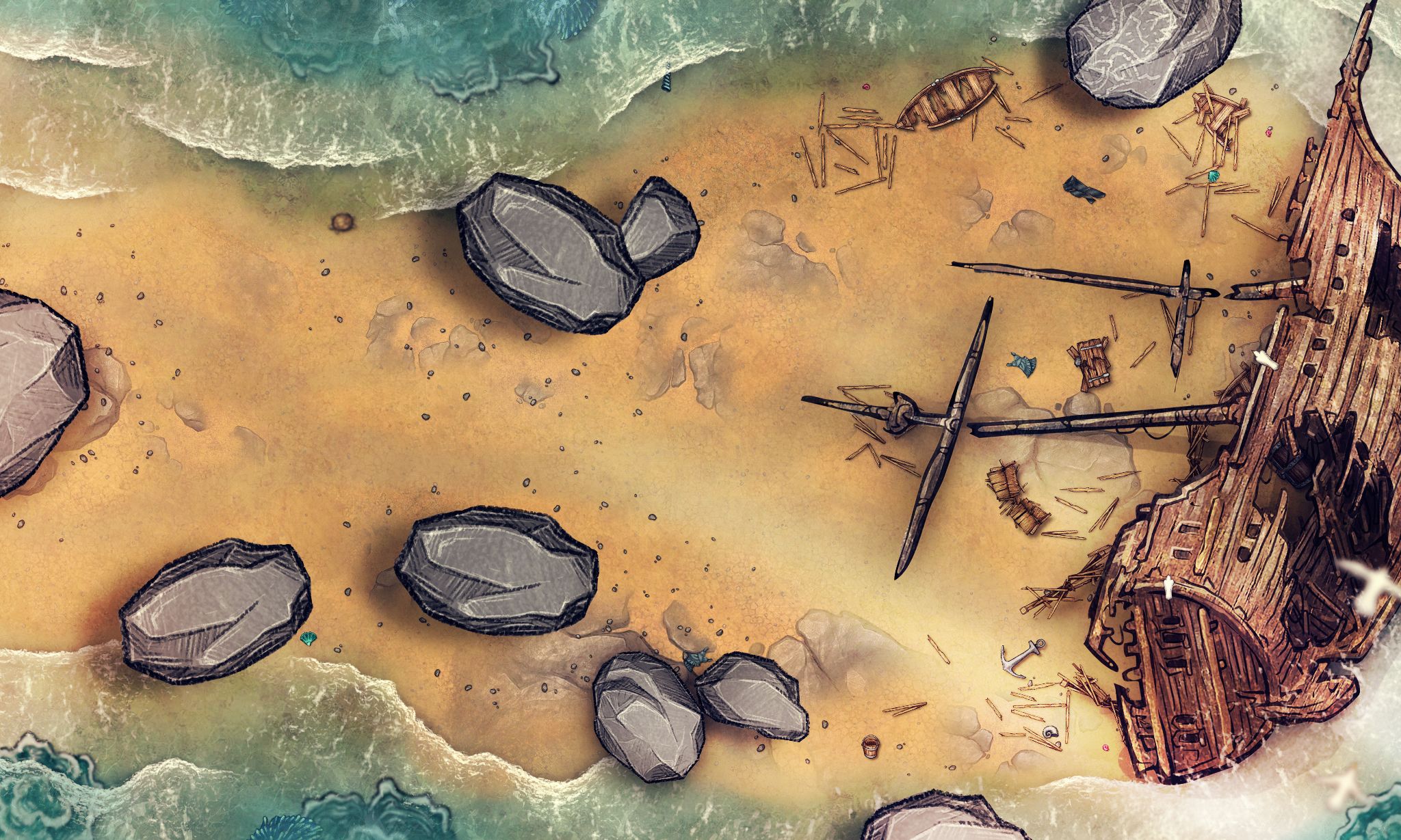 Shipwreck on a beach | Inkarnate - Create Fantasy Maps Online