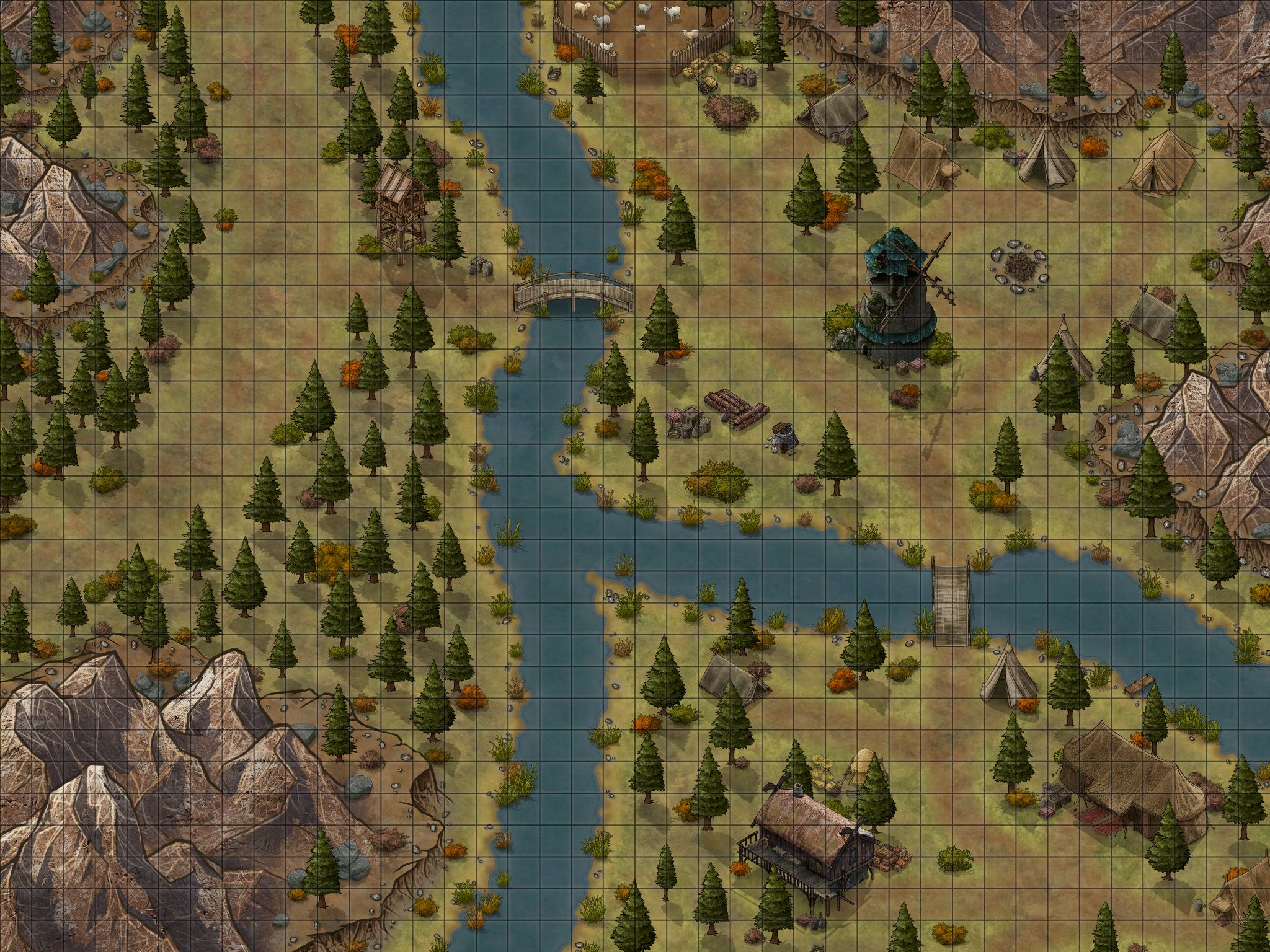 Bandit Camp (Grid version) | Inkarnate - Create Fantasy Maps Online