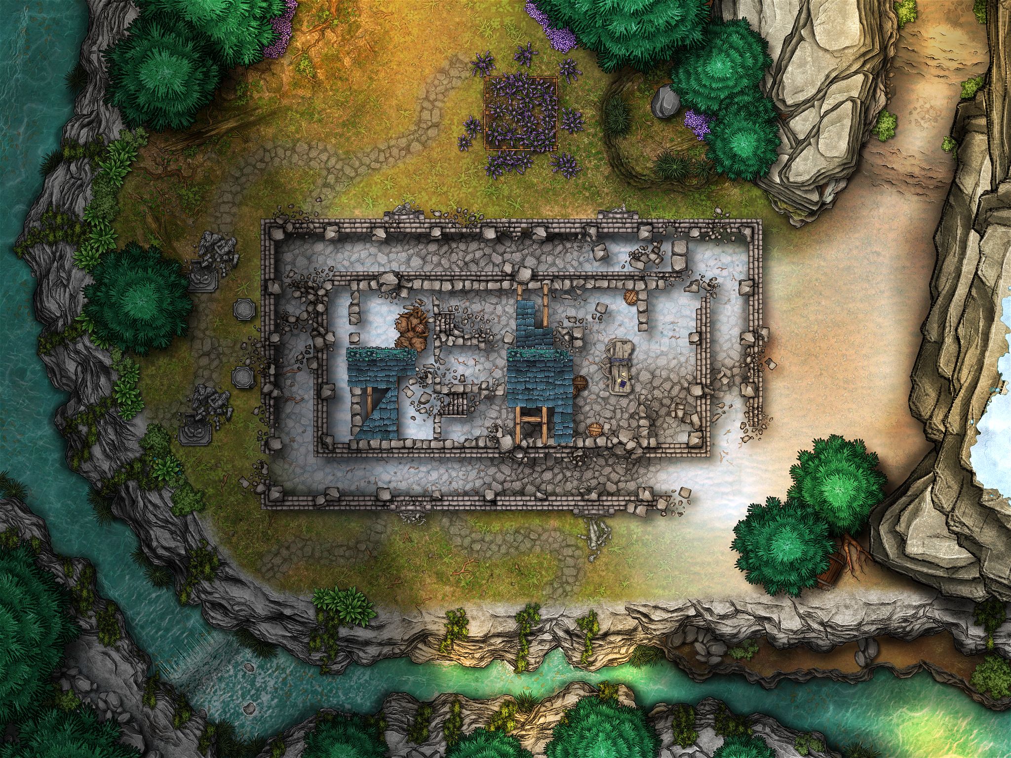 Mountain River Shrine | Inkarnate - Create Fantasy Maps Online