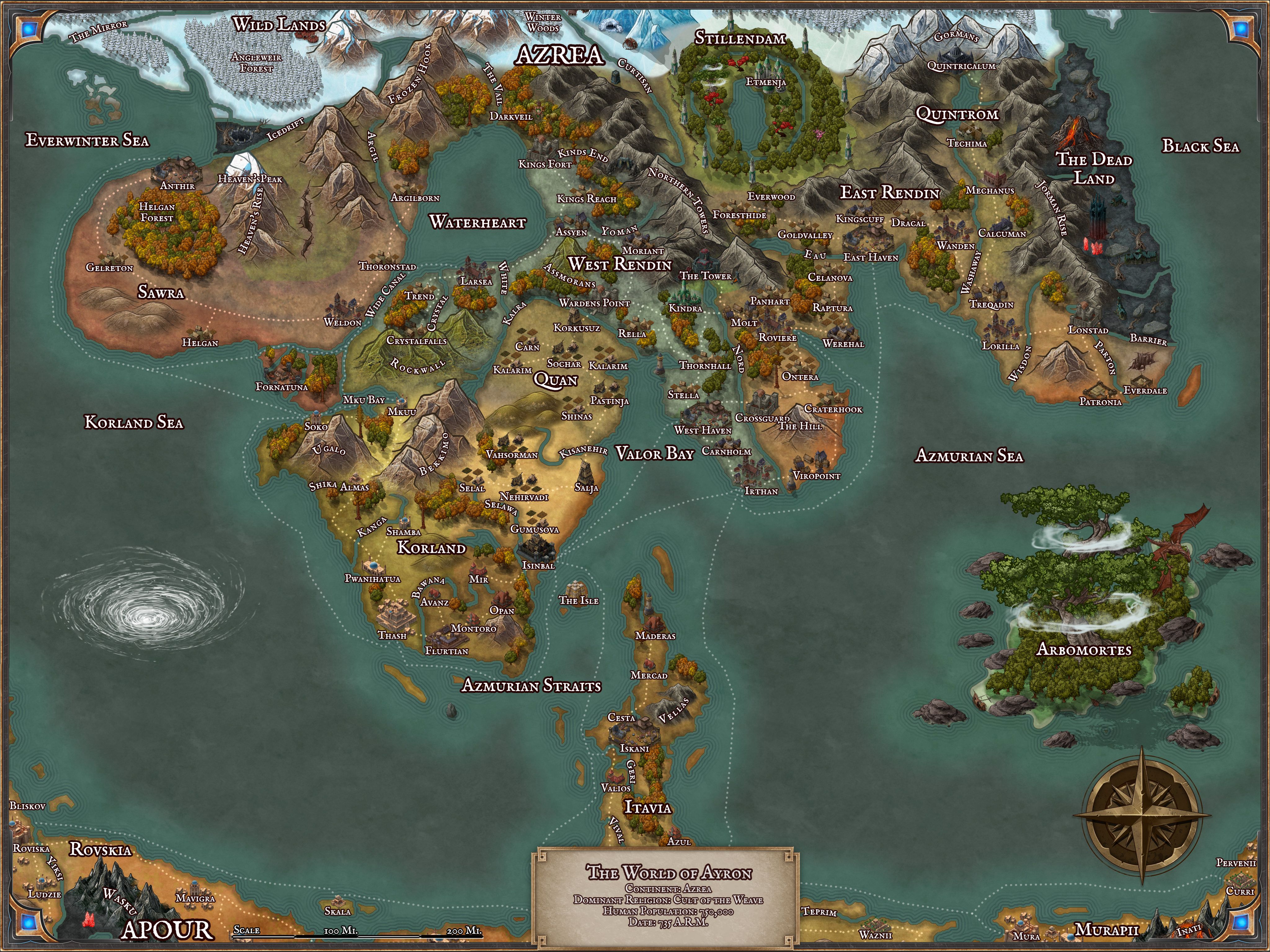 The Continent of Azrea | Inkarnate - Create Fantasy Maps Online