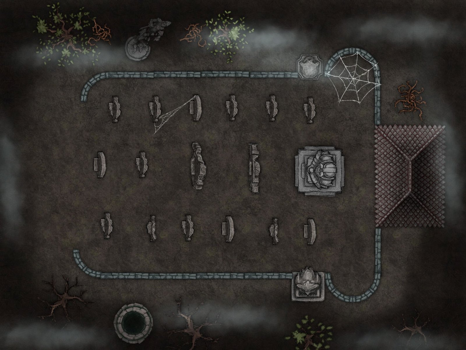 Spooky Graveyard Battlemap | Inkarnate - Create Fantasy Maps Online