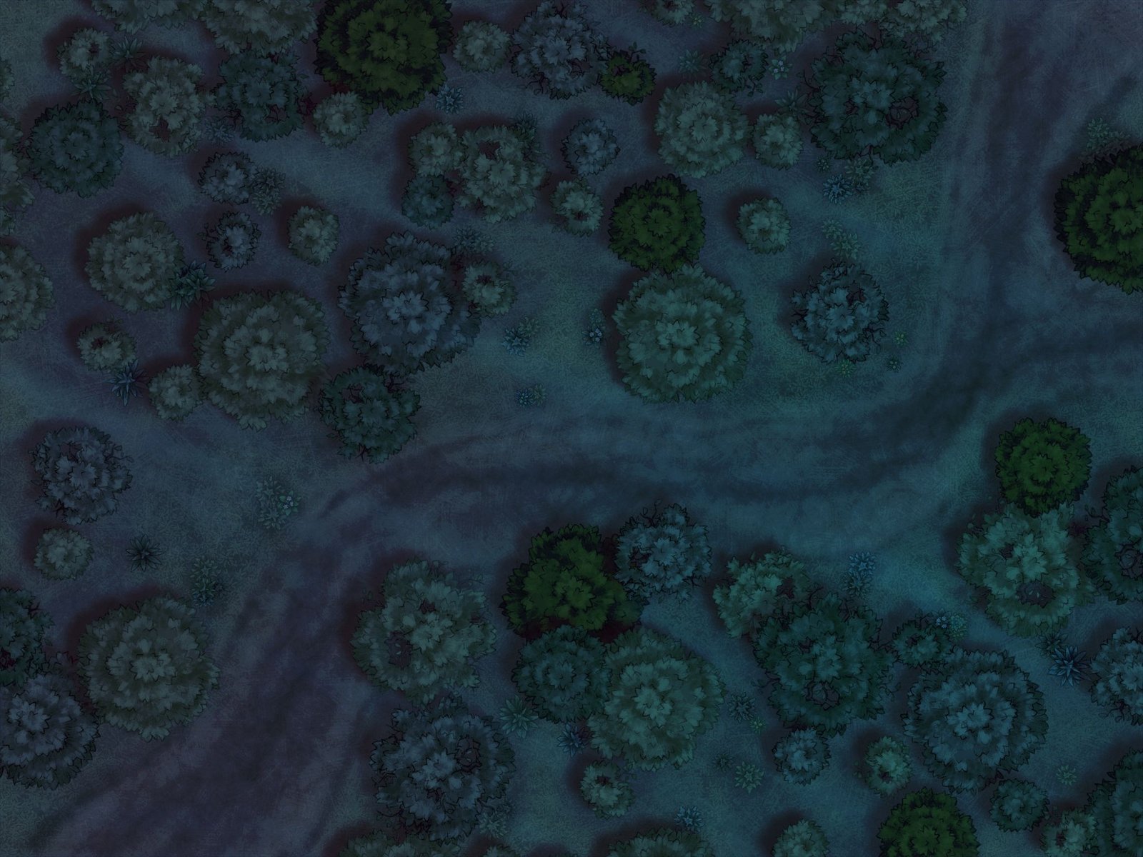 Forest Path Fork- Night | Inkarnate - Create Fantasy Maps Online