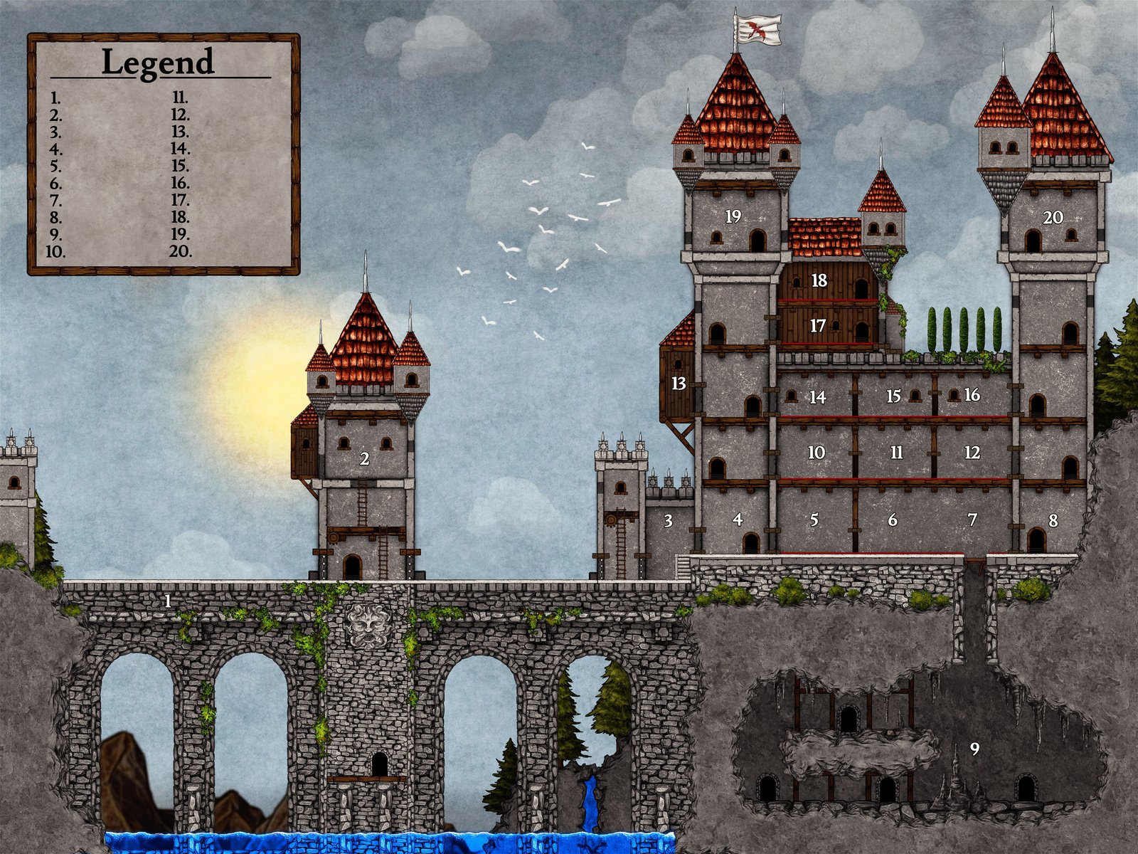 Vertical Castle Template | Inkarnate - Create Fantasy Maps Online