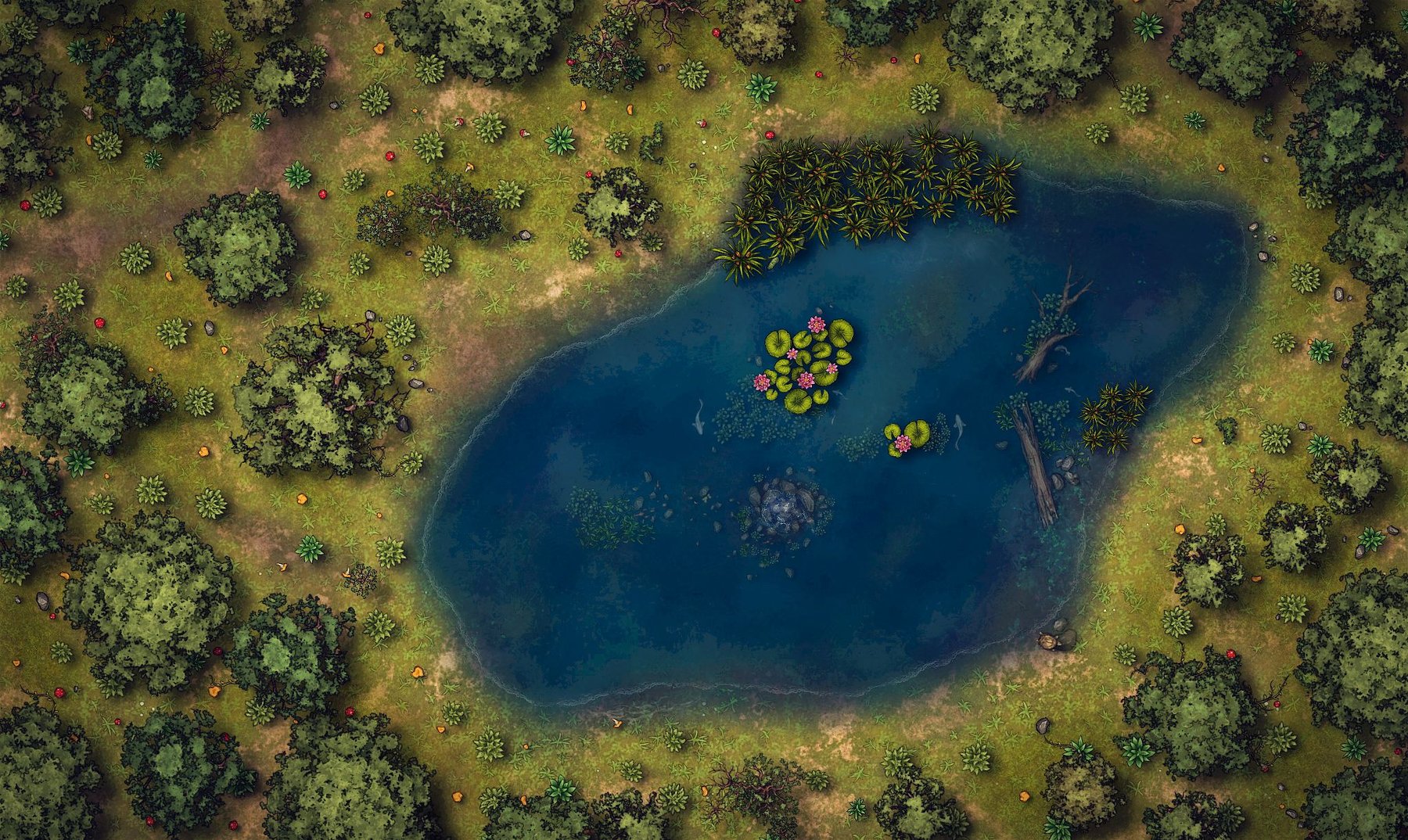 Forest lake with submerged spring | Inkarnate - Create Fantasy Maps Online