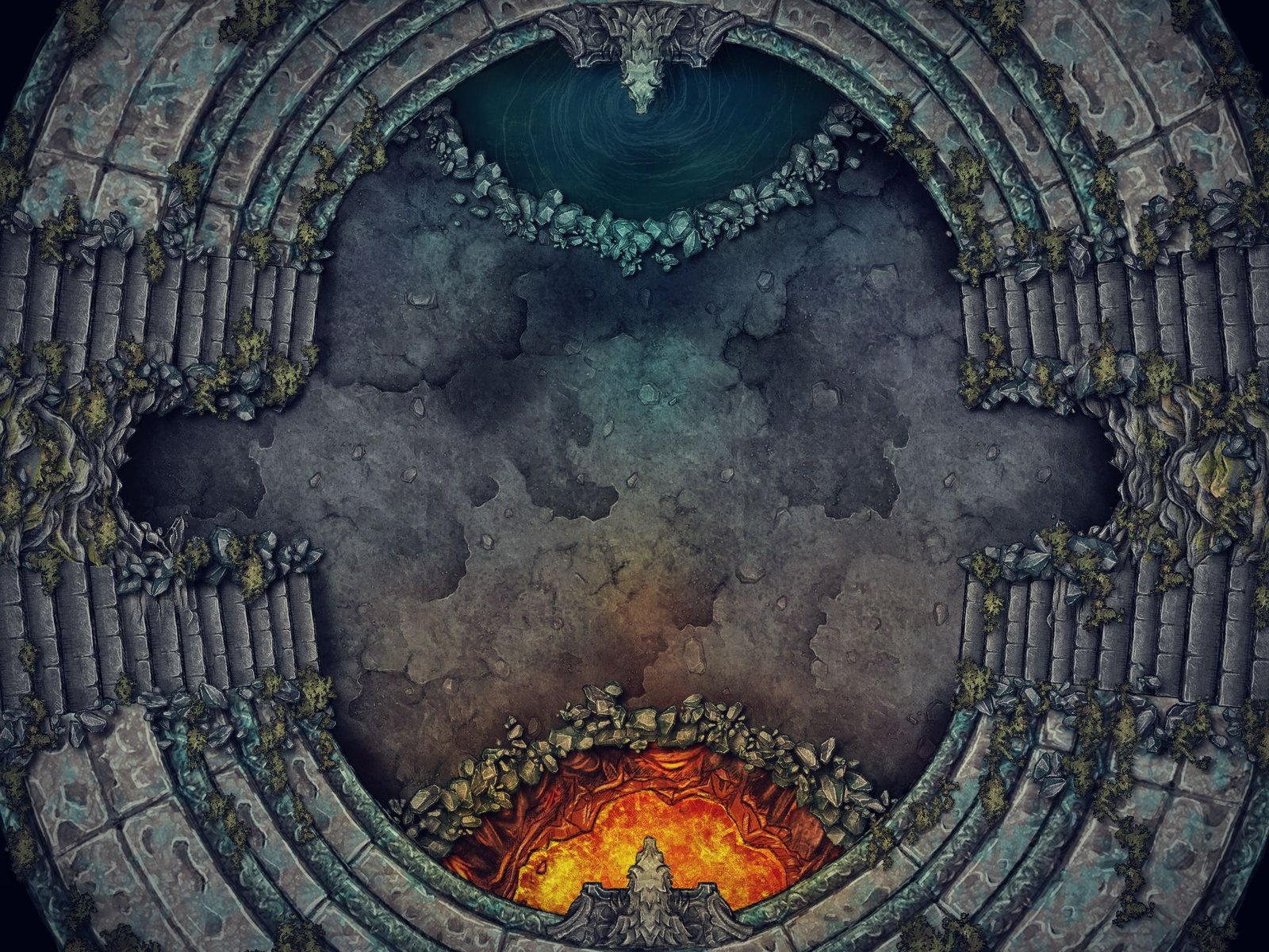 Arena / Cavern Battle / Fire and Water | Inkarnate - Create Fantasy ...