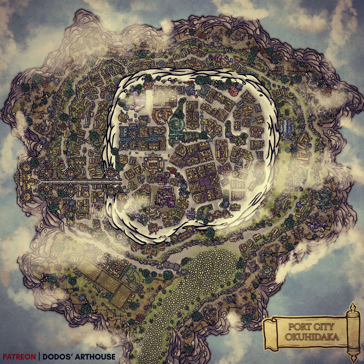 Port City Okuhidaka | Inkarnate - Create Fantasy Maps Online