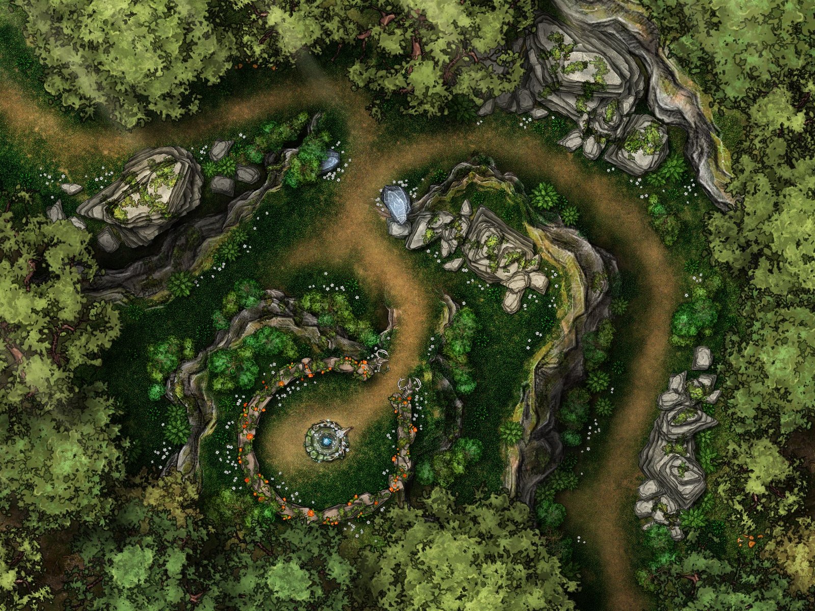 Sanctuary / druid circle / forest / hill / standing stones / holy well ...
