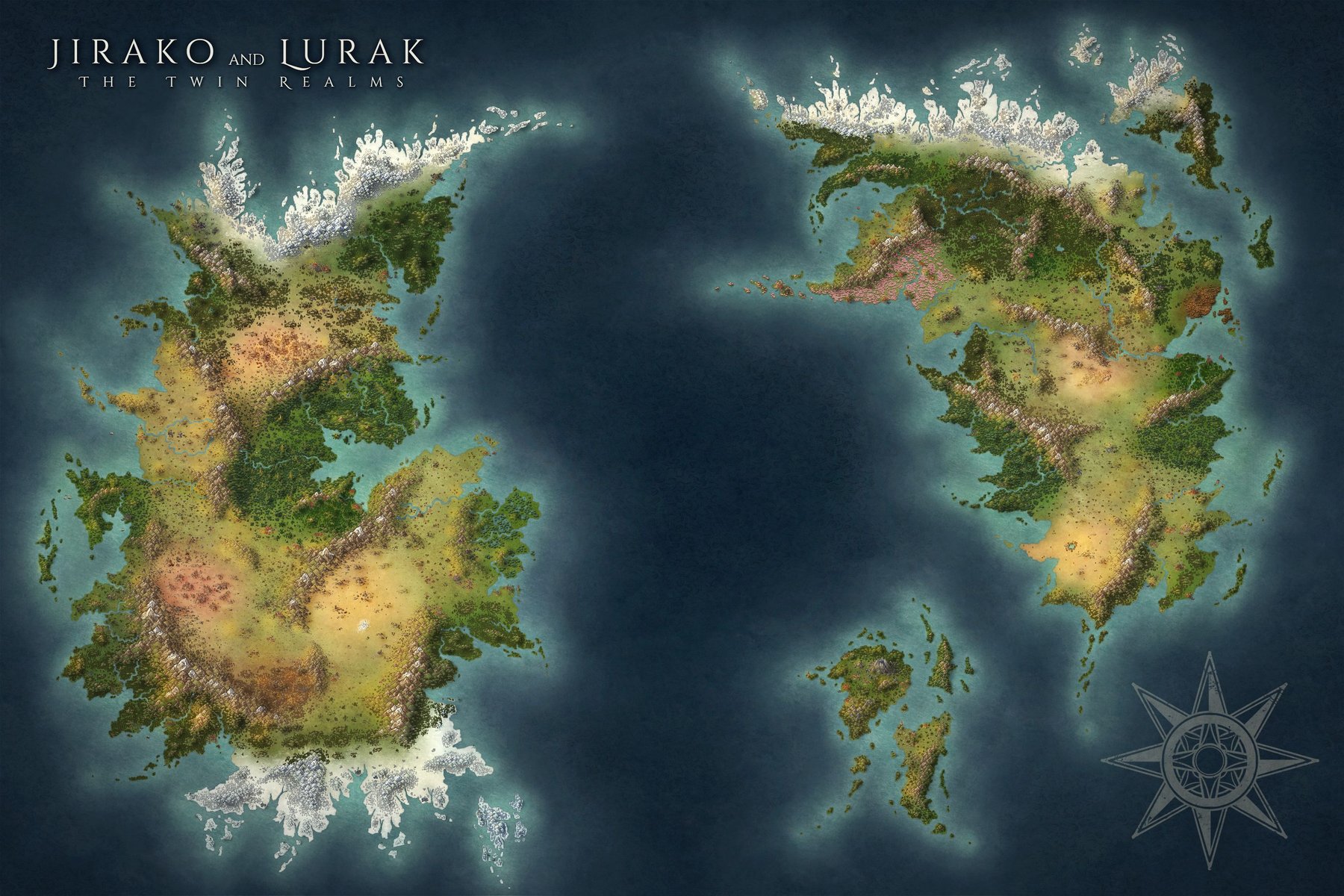 Jirako and Lurak, the Twin Realms | Inkarnate - Create Fantasy Maps Online