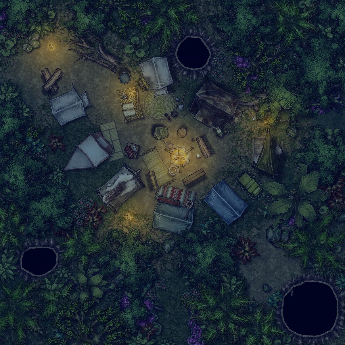 Camp in the deep jungle | Inkarnate - Create Fantasy Maps Online