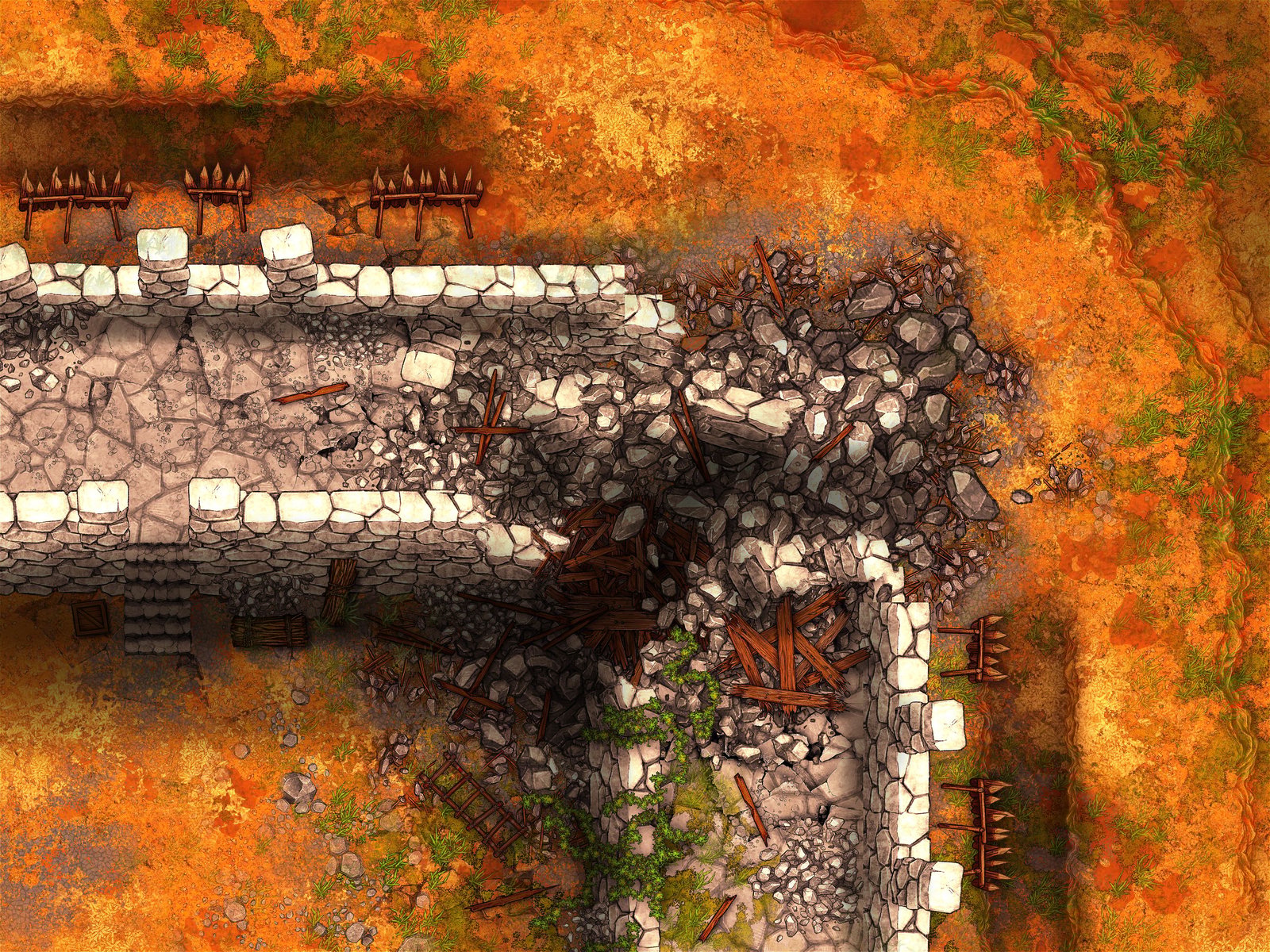 Ruined Wall Corner | Inkarnate - Create Fantasy Maps Online