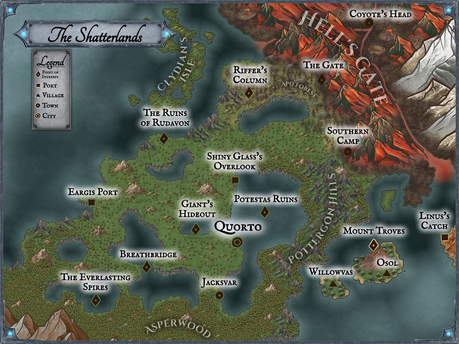 The Shatterlands | Inkarnate - Create Fantasy Maps Online