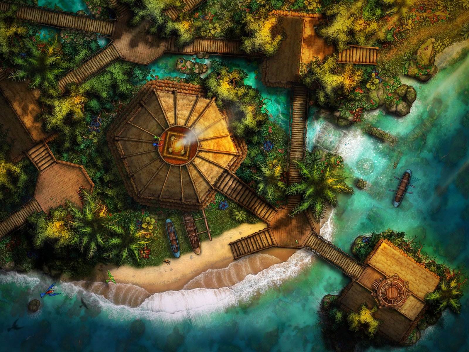 Treetop Jungle Village (Roof) | Inkarnate - Create Fantasy Maps Online