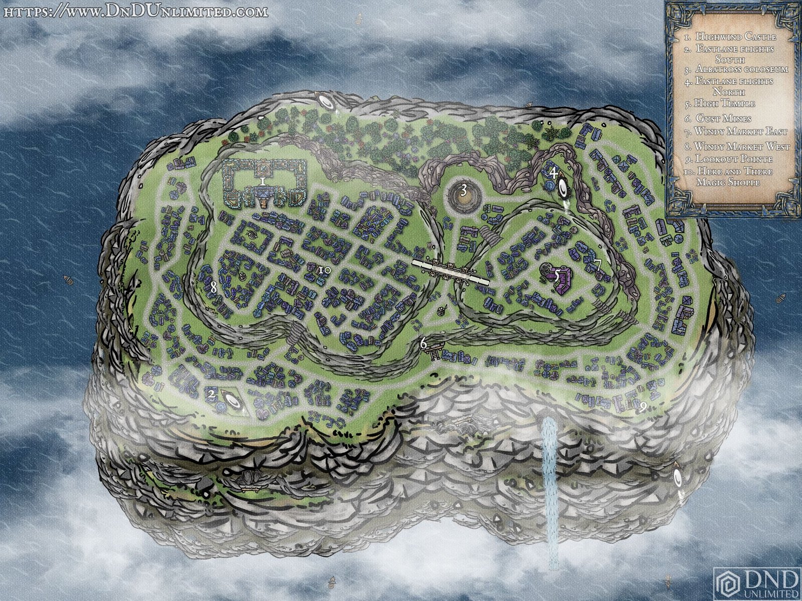 Floating Watercolor City | Inkarnate - Create Fantasy Maps Online
