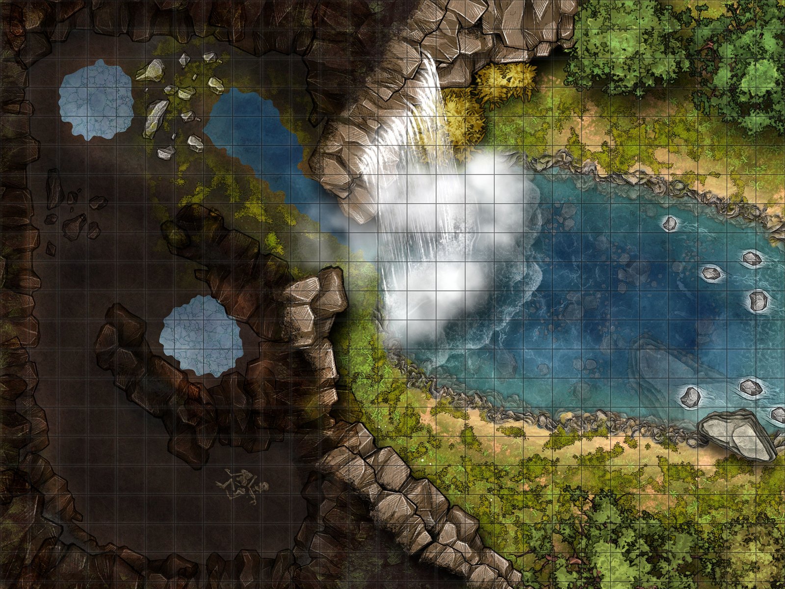 Cave Behind the Waterfall | Inkarnate - Create Fantasy Maps Online