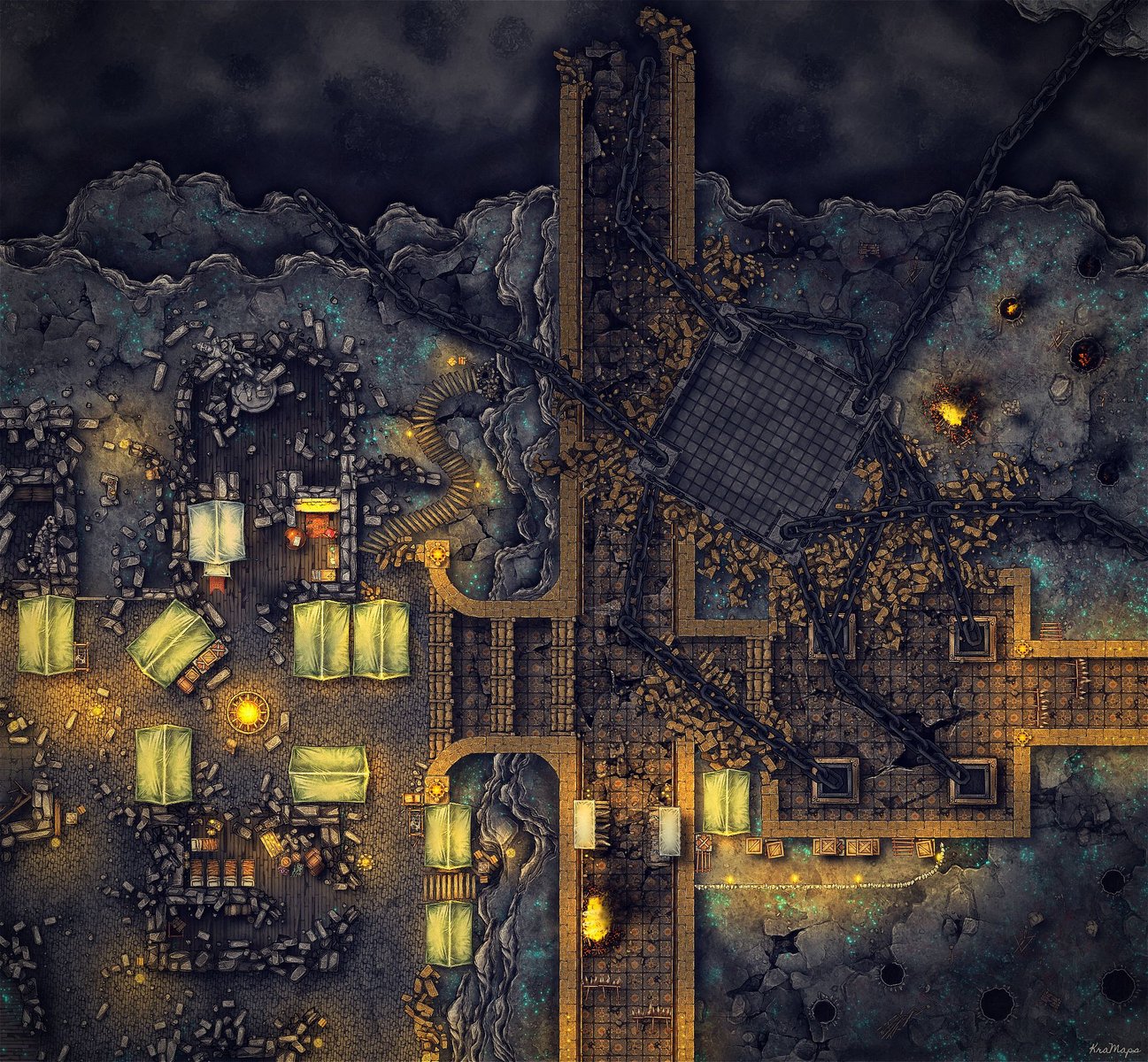 68 x 63 • Expedition camp by the broken elevator | Inkarnate - Create ...