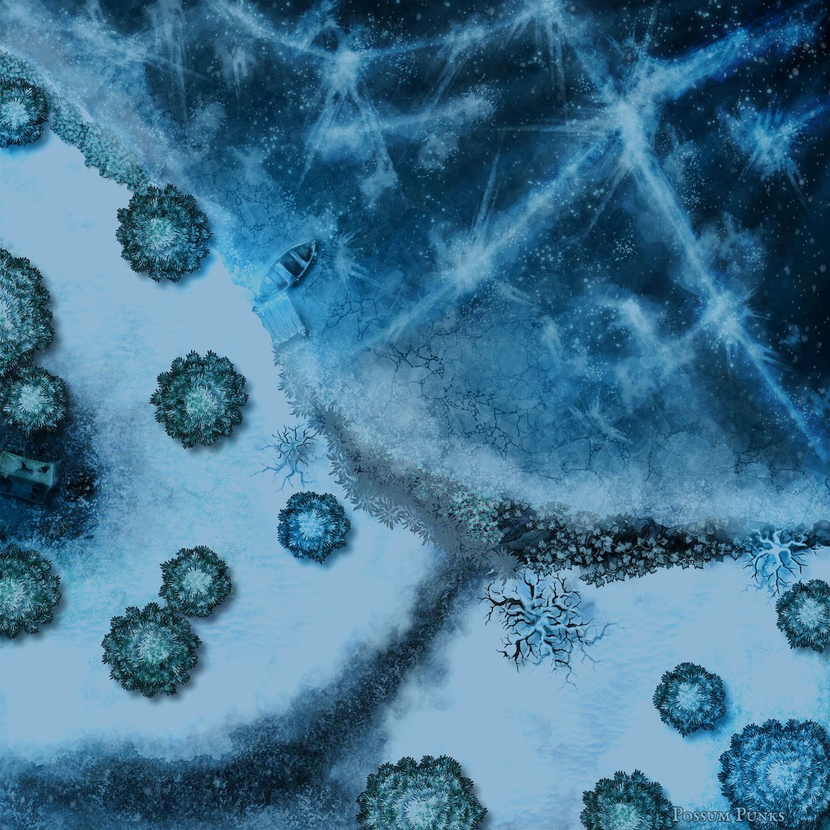 frozen lake camp night | Inkarnate - Create Fantasy Maps Online