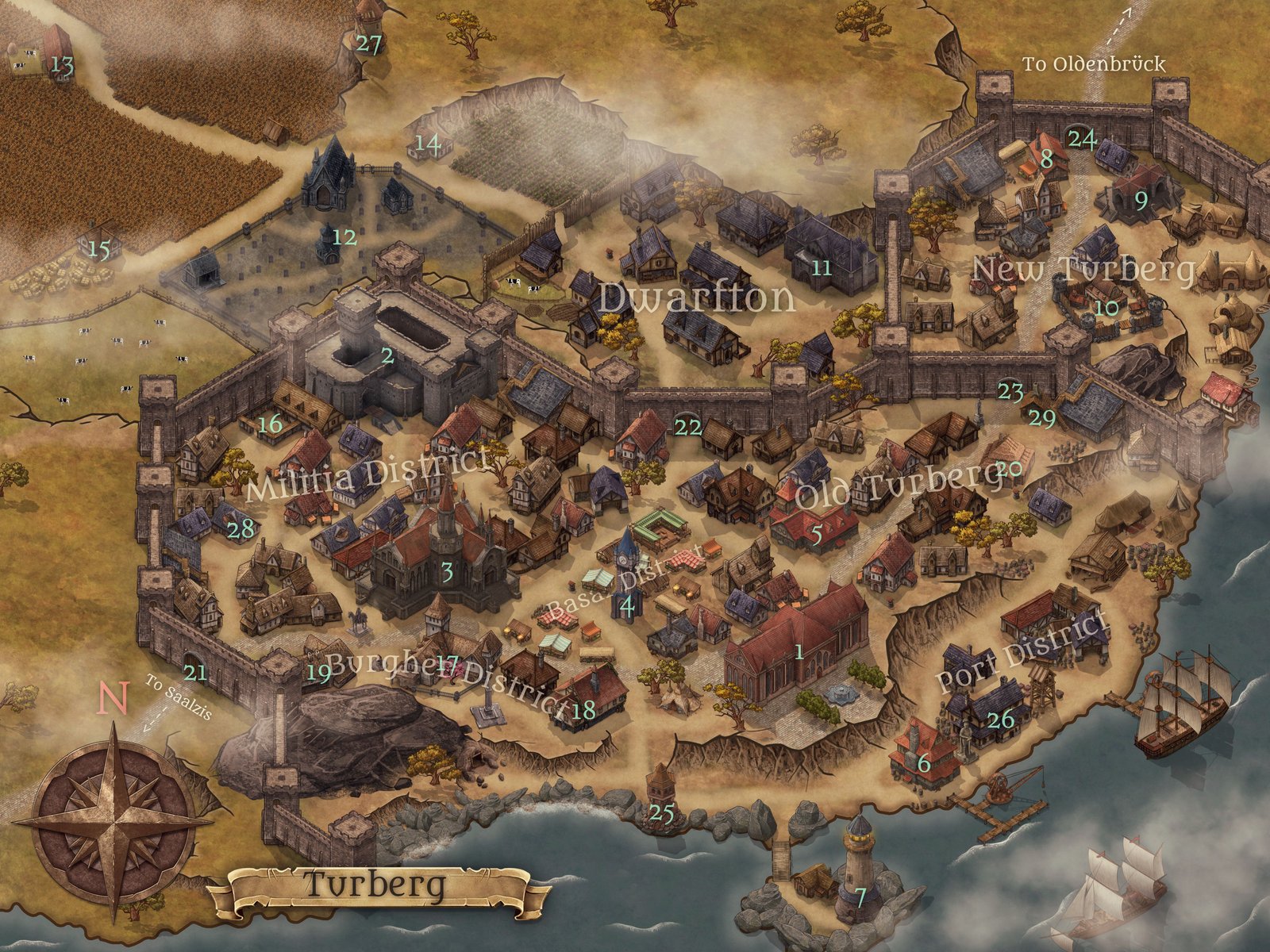 Turberg (Labeled) (Finished) | Inkarnate - Create Fantasy Maps Online