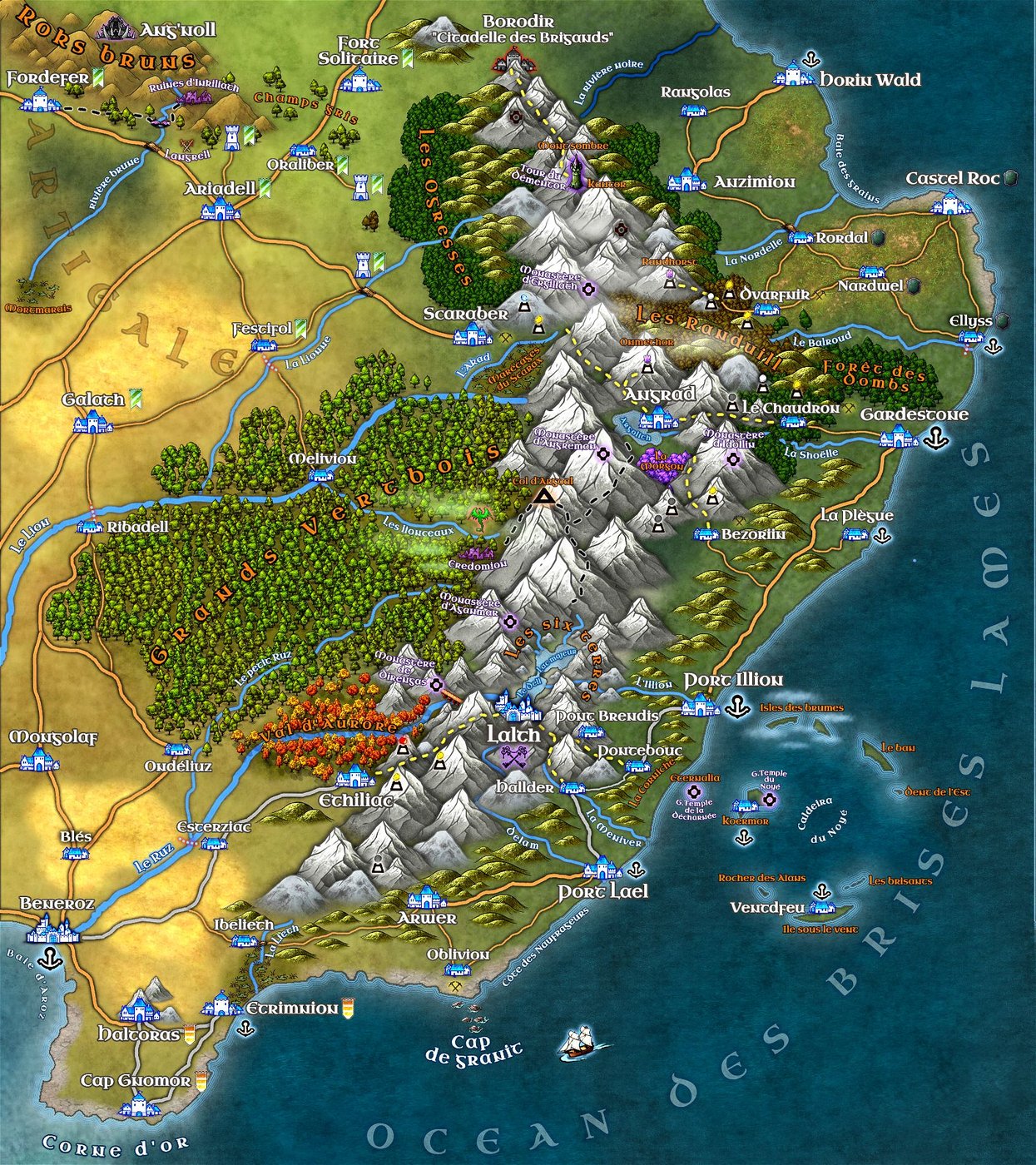 Regional Map of Lalth and the Titan Range (World of Canadh in 751 AGB ...