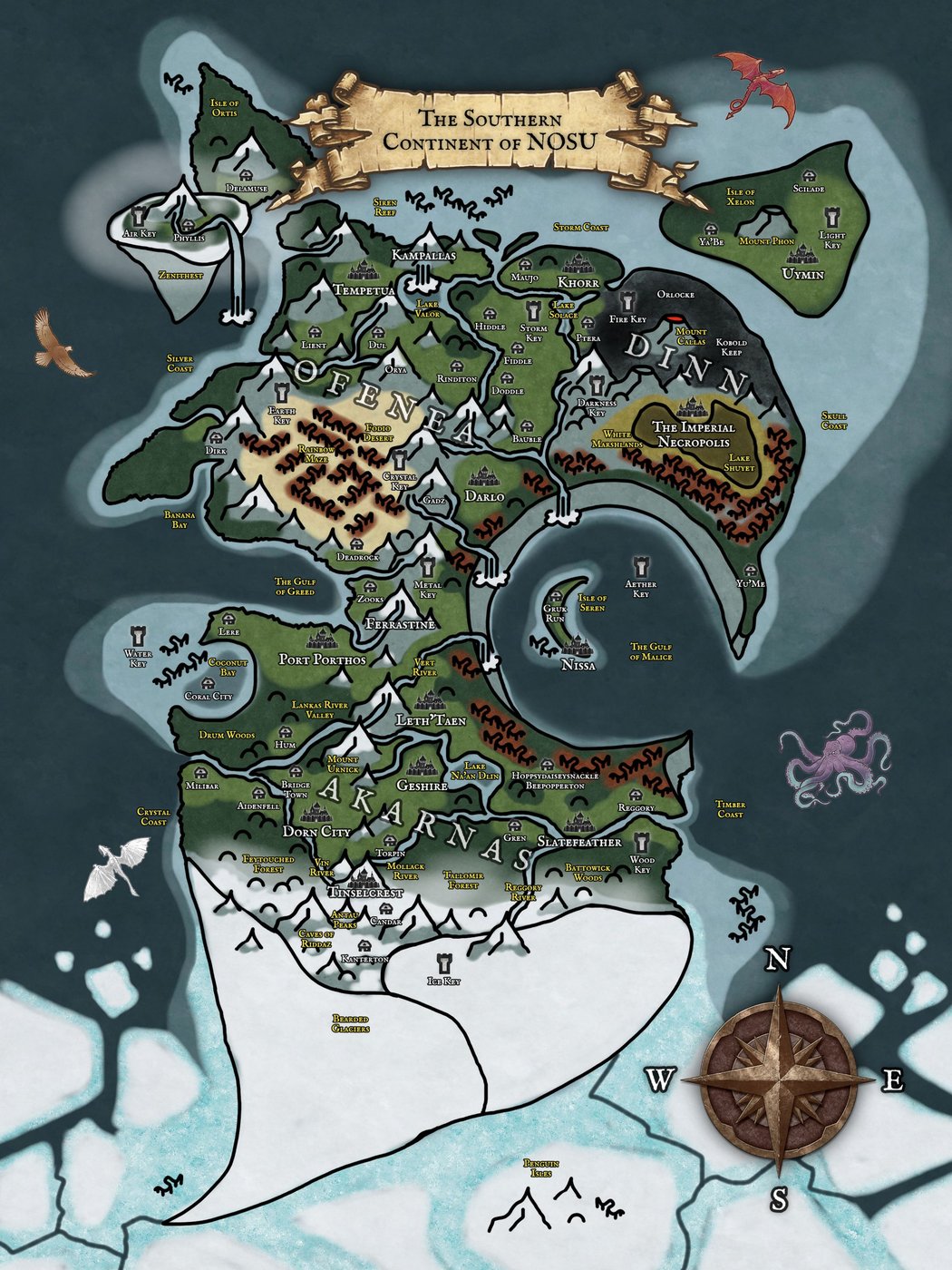 The Southern Continent of Nosu | Inkarnate - Create Fantasy Maps Online