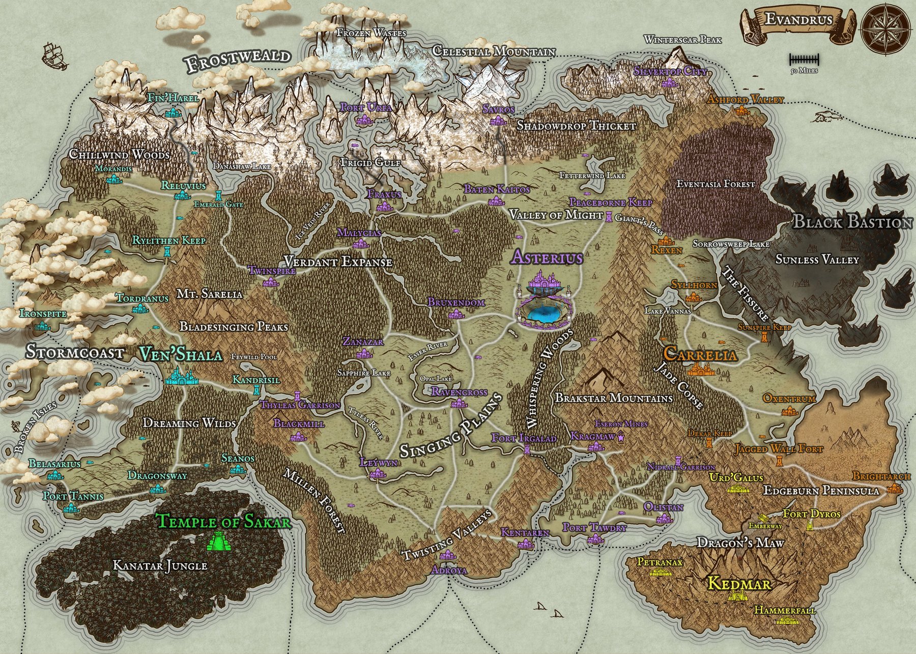 Evandrus Campaign | Inkarnate - Create Fantasy Maps Online