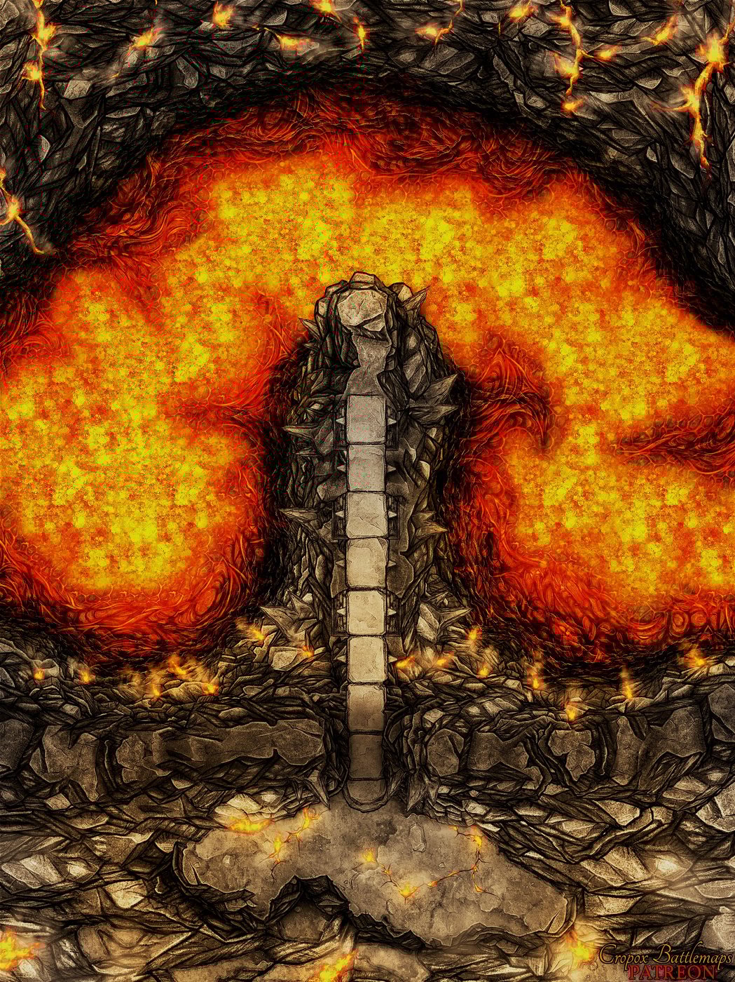 Magma Chamber 30x40 battle map | Inkarnate - Create Fantasy Maps Online