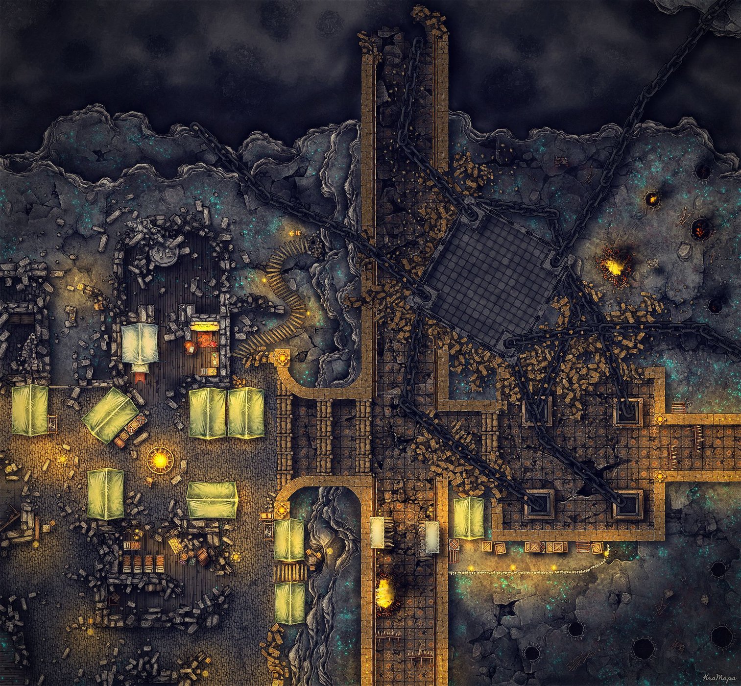 68 x 63 • Expedition camp by the broken elevator | Inkarnate - Create ...