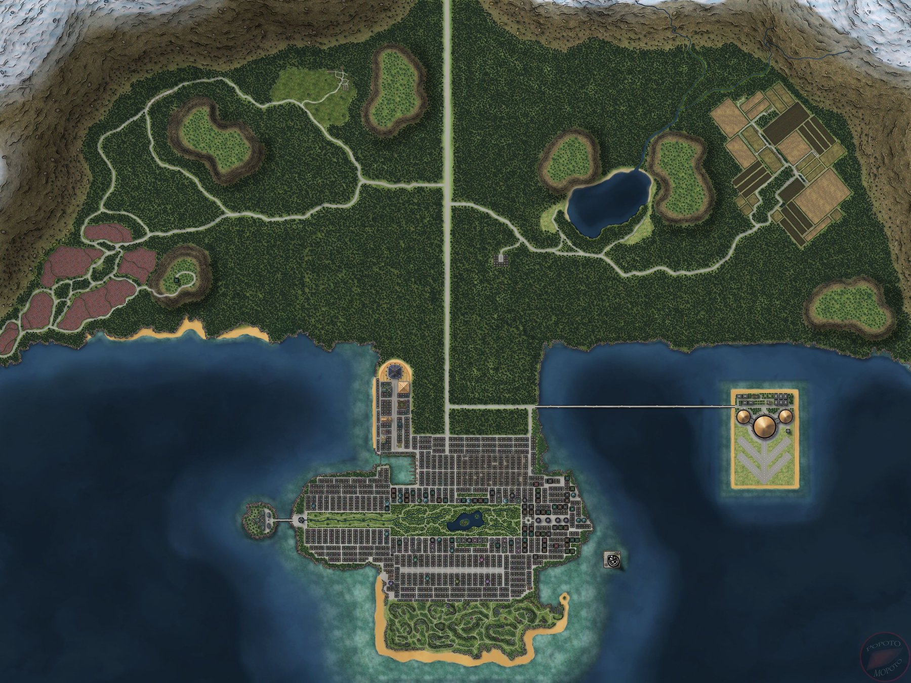 Elacity - A Modern Coastal City | Inkarnate - Create Fantasy Maps Online