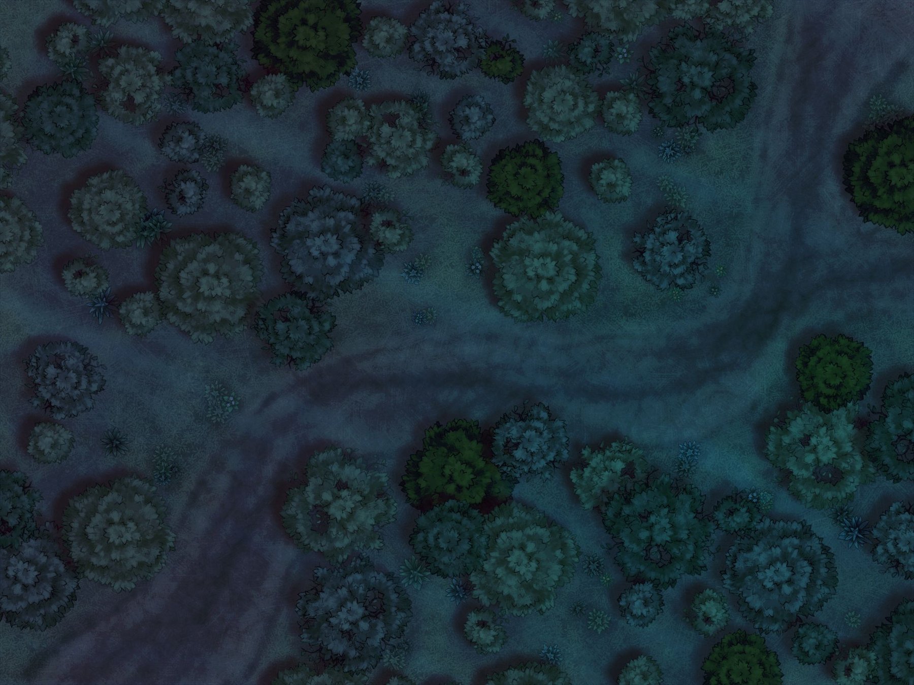 Forest Path Fork- Night | Inkarnate - Create Fantasy Maps Online