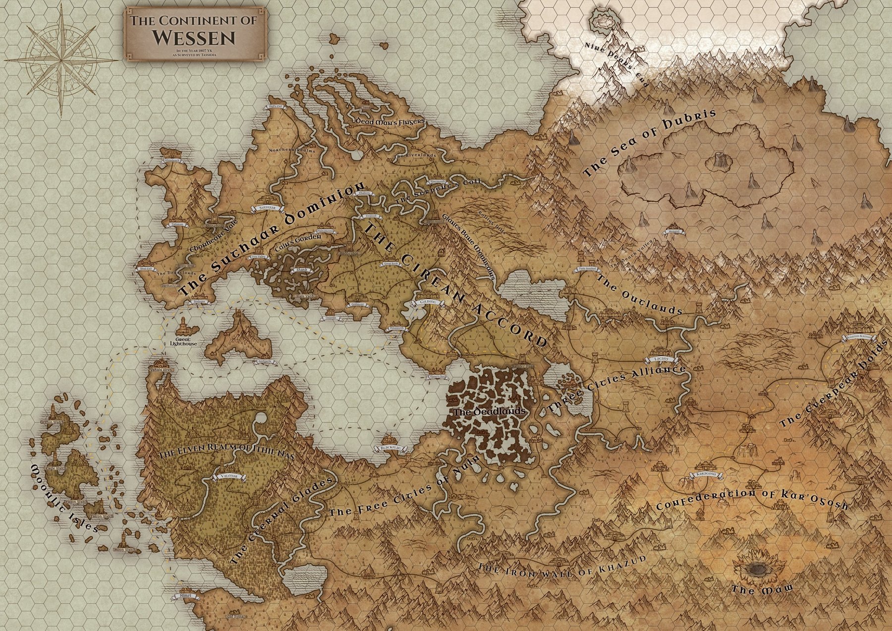 The Continent of Wessen | Inkarnate - Create Fantasy Maps Online