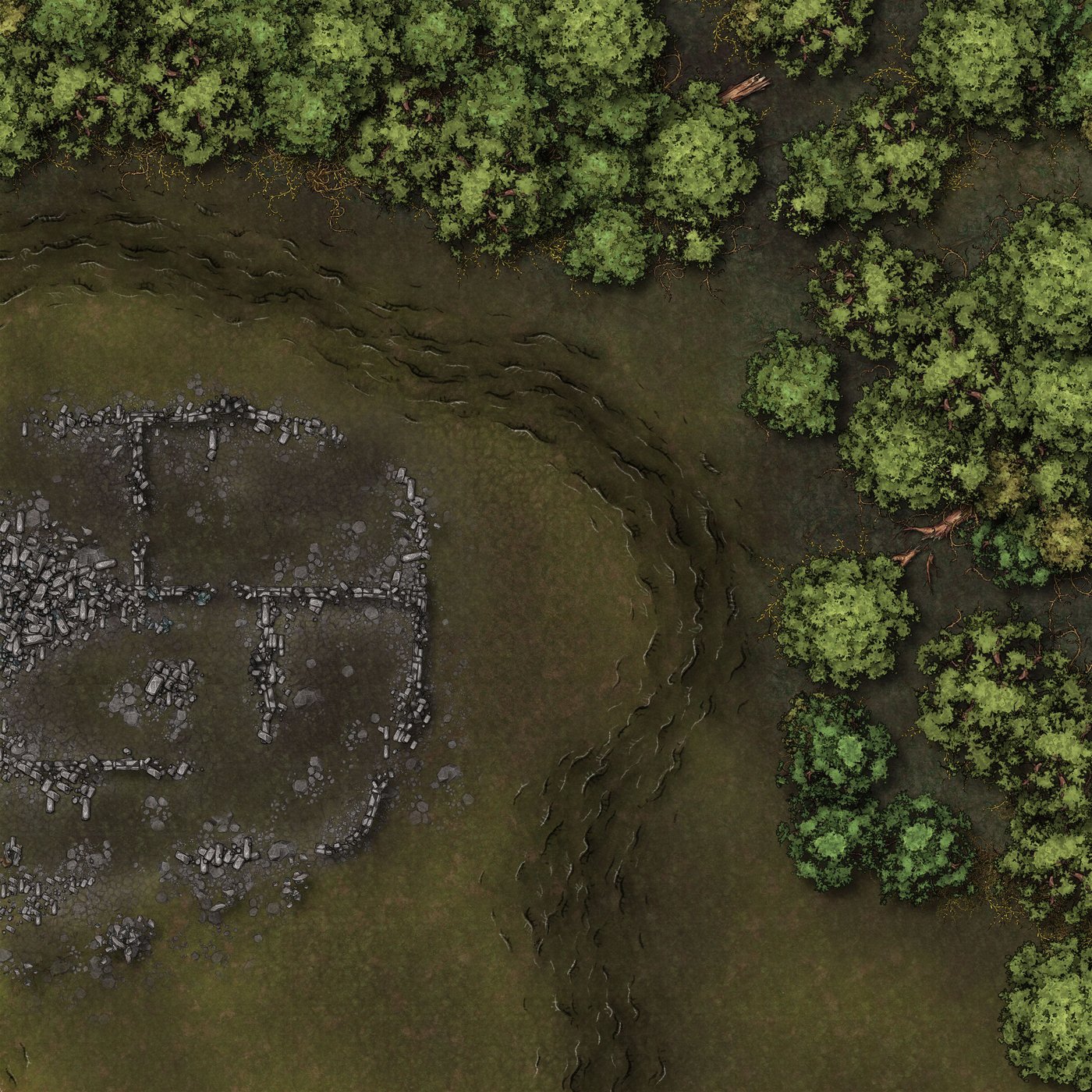 Edge of the Forest Ruins | Inkarnate - Create Fantasy Maps Online