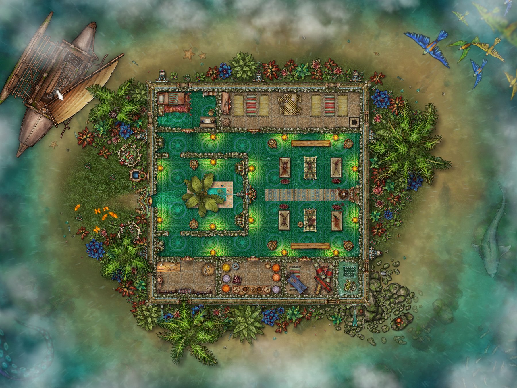 Snake Island Temple | Inkarnate - Create Fantasy Maps Online