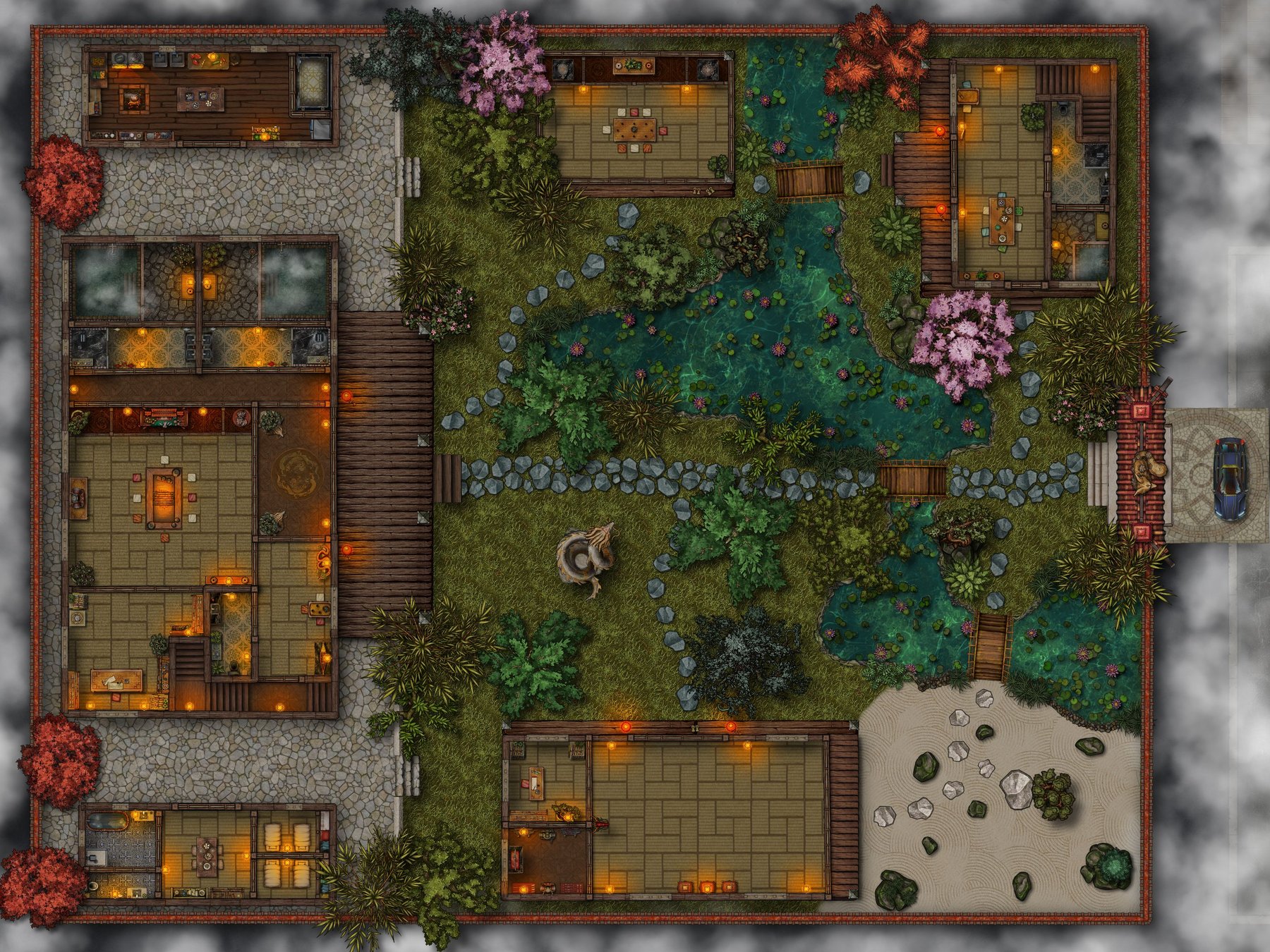Neo-Tokyo Samurai Residence First Floor | Inkarnate - Create Fantasy ...