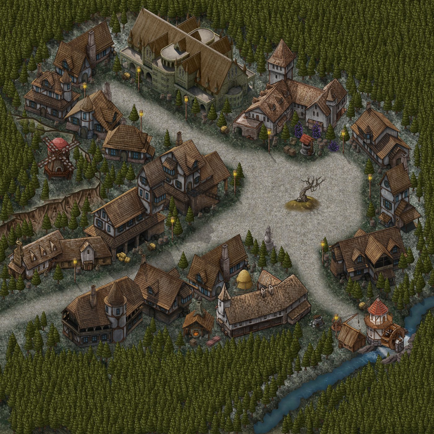 Forest Town | Inkarnate - Create Fantasy Maps Online