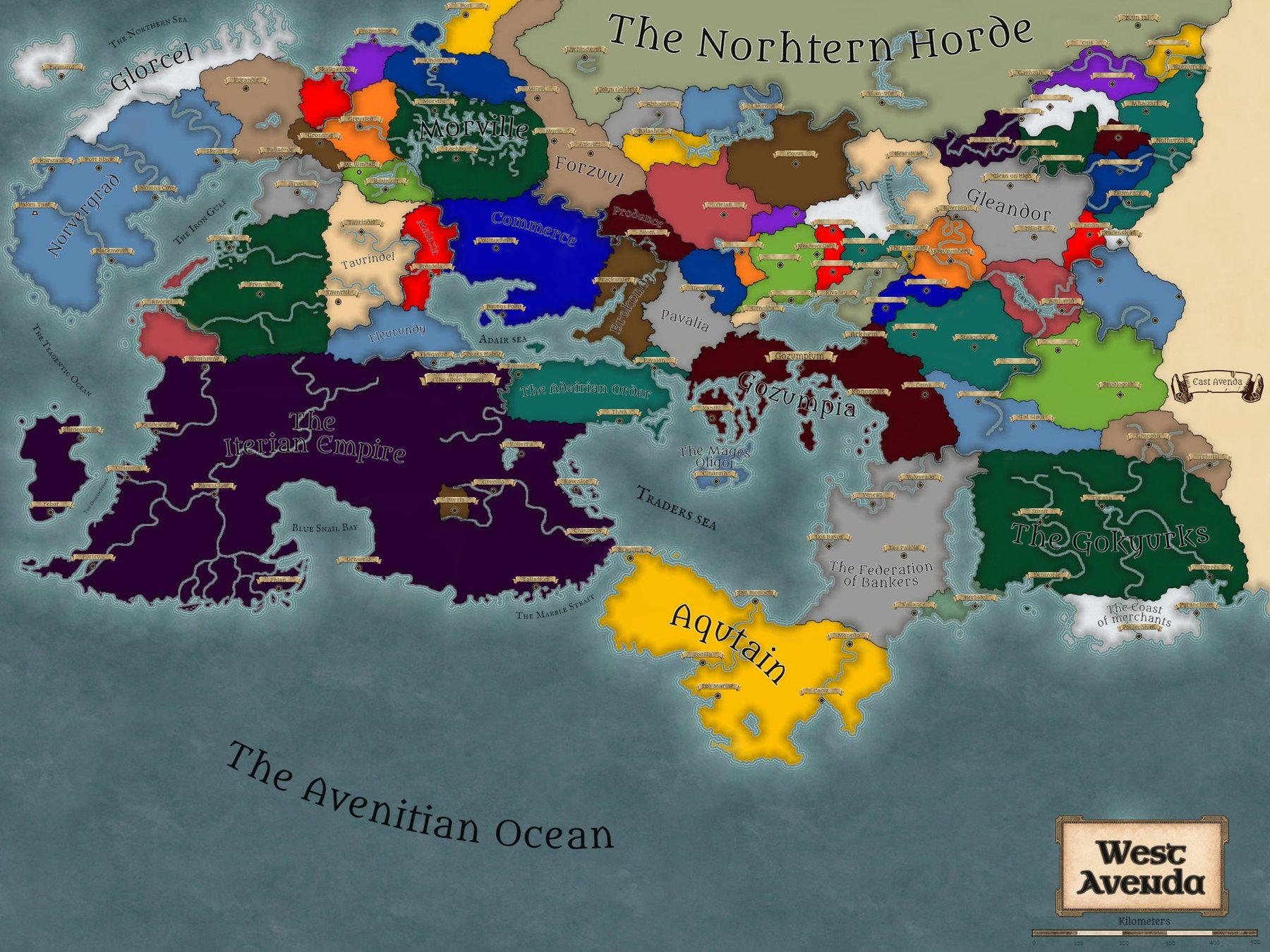 West Avenda 1845 3rd (Political) | Inkarnate - Create Fantasy Maps Online