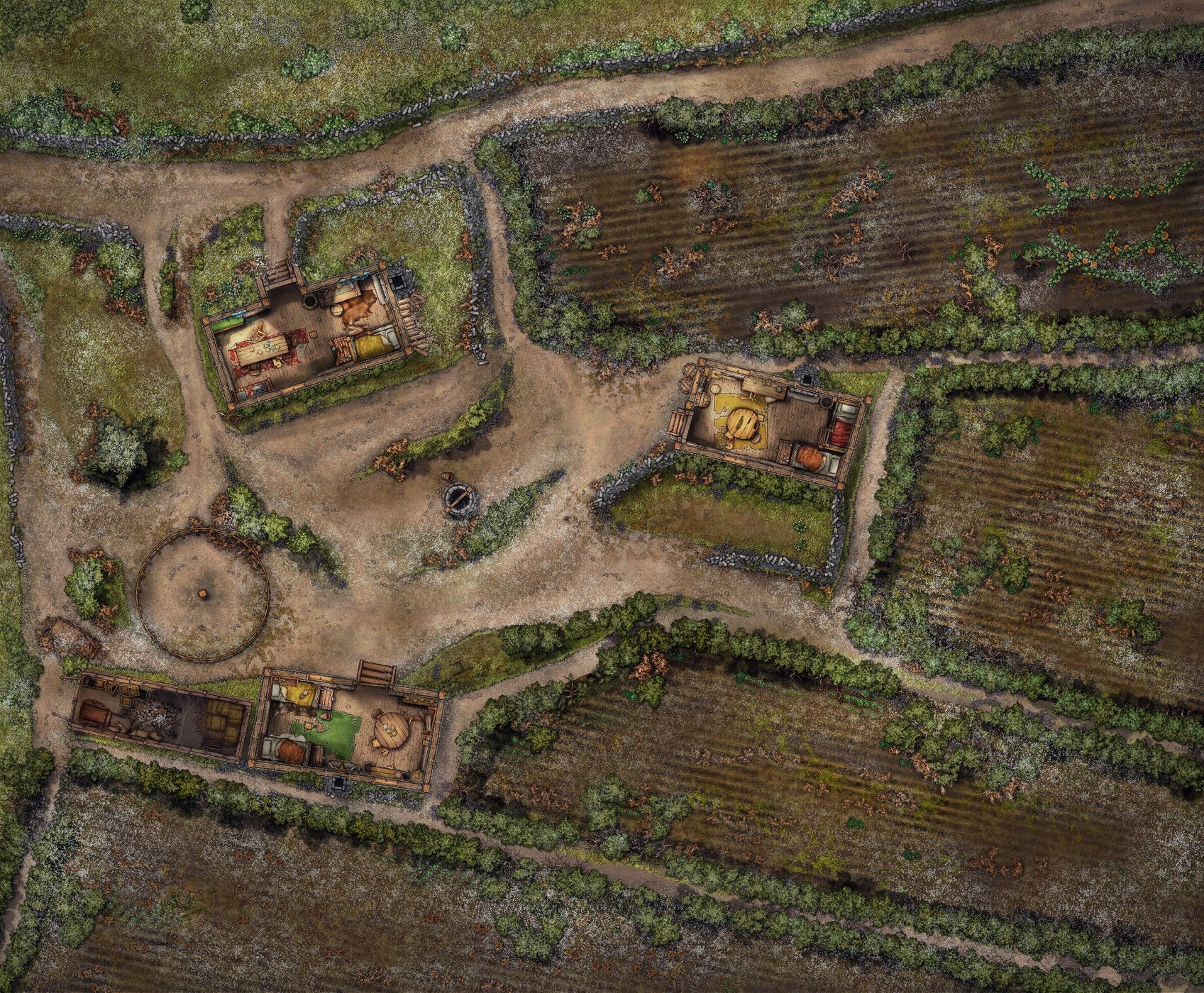 Abandoned Farm Hamlet | Inkarnate - Create Fantasy Maps Online