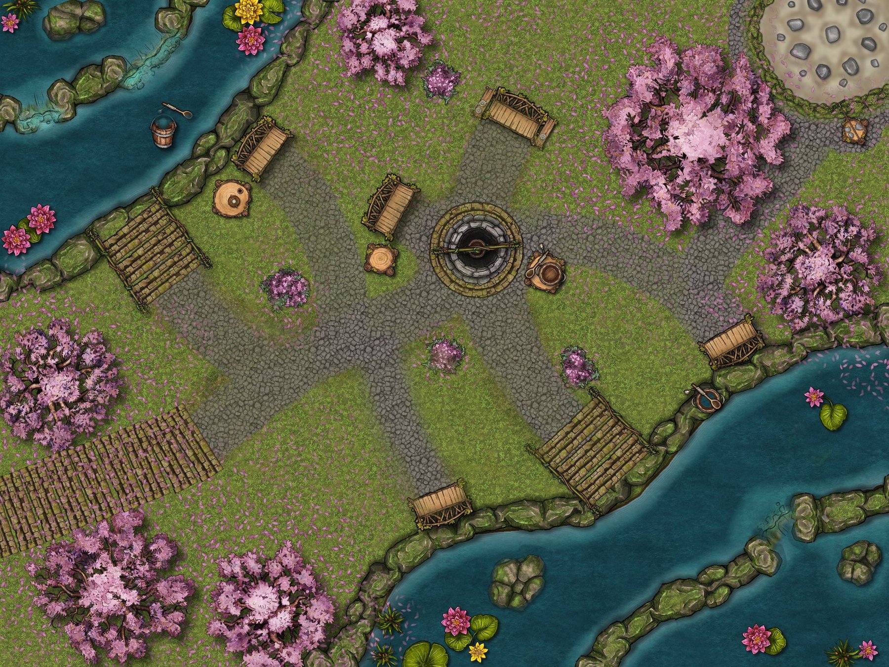 Onsen in Spring | Inkarnate - Create Fantasy Maps Online