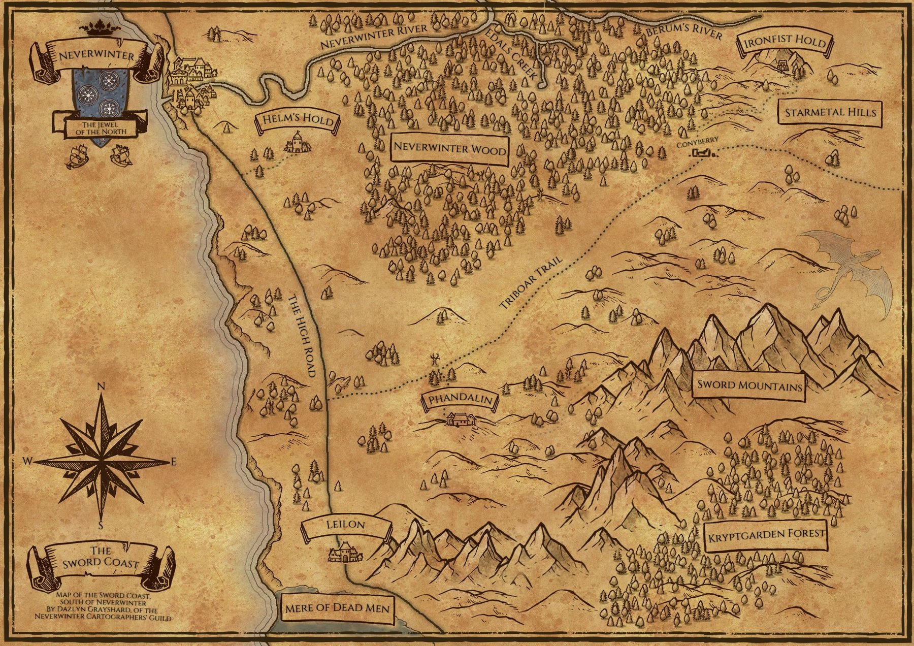 Sword Coast, South of Neverwinter (No Names) | Inkarnate - Create ...