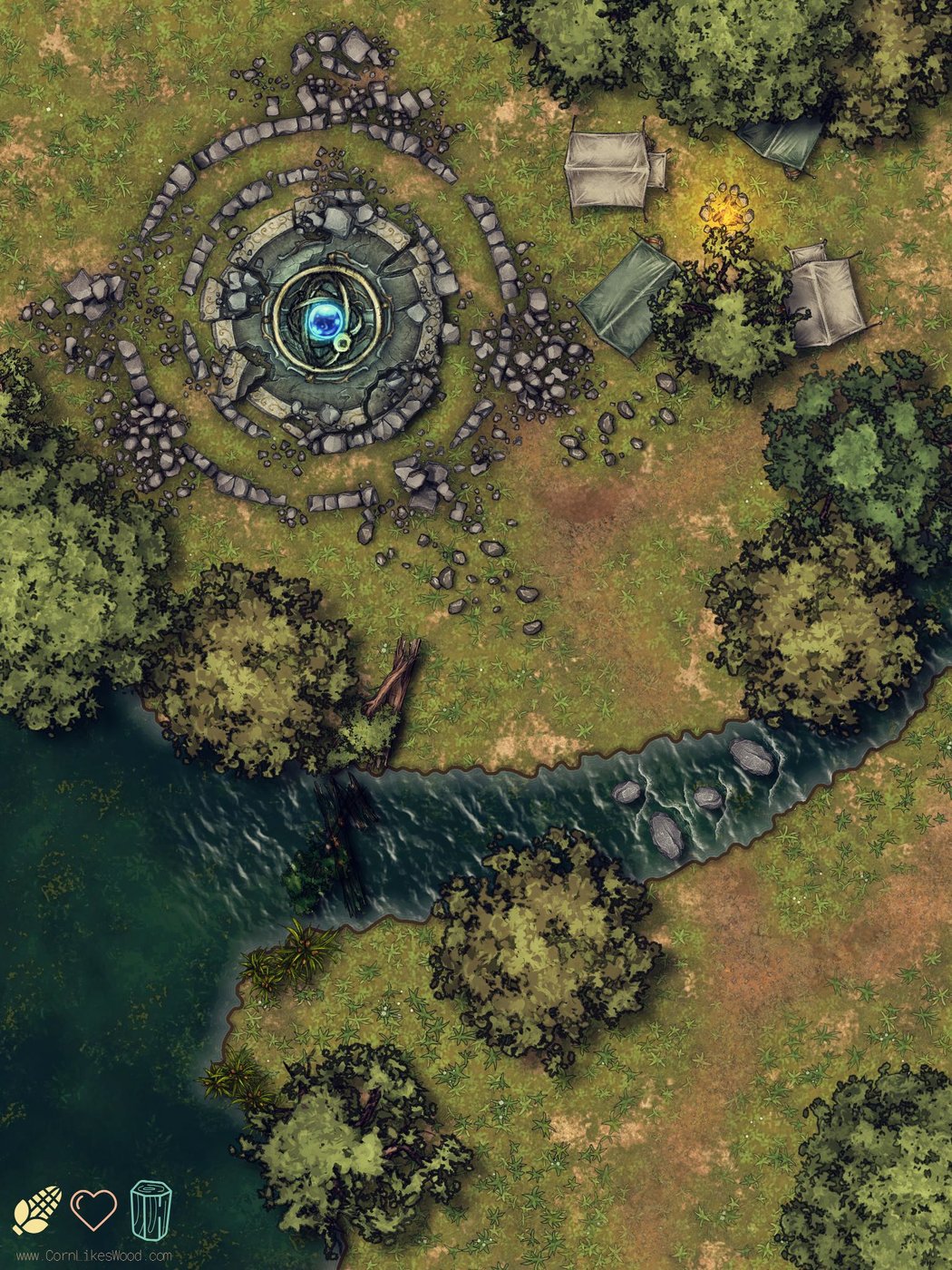 Broken Castle Ruins- Map 9- Summer | Inkarnate - Create Fantasy Maps Online