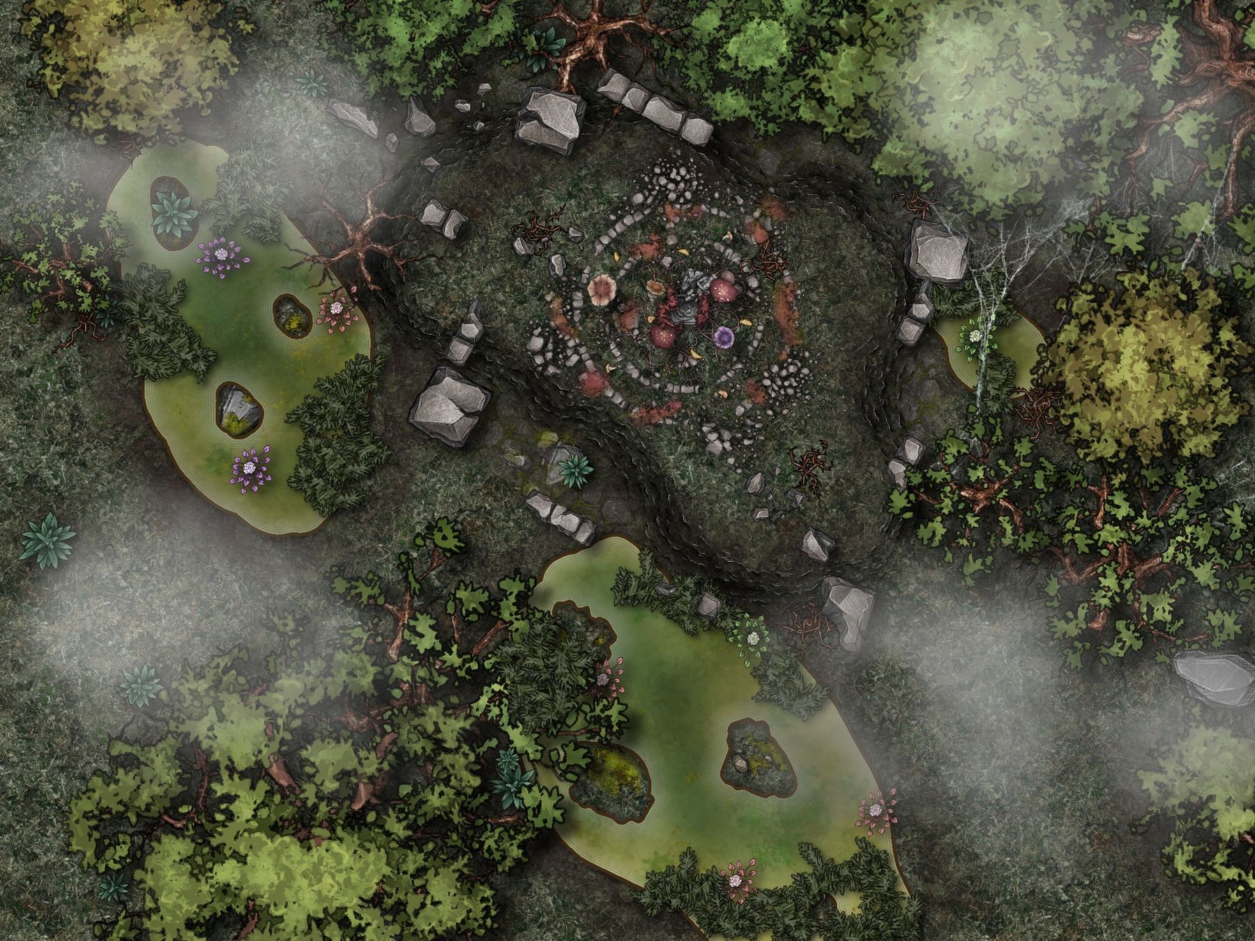 Swamp Circle Battlemap | Inkarnate - Create Fantasy Maps Online