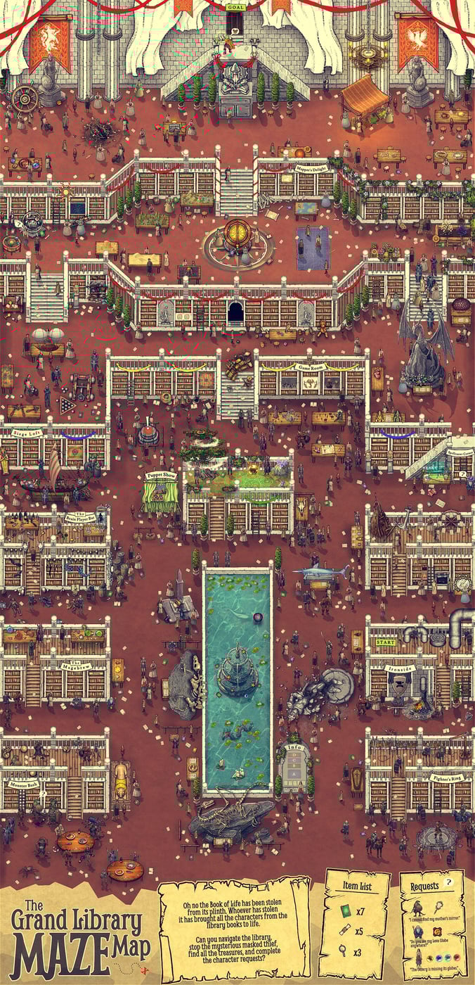 The Grand Library Maze Map | Inkarnate - Create Fantasy Maps Online