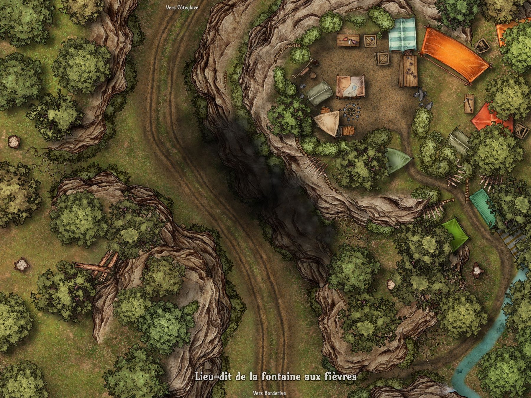 Banned camp next to the road with stream | Inkarnate - Create Fantasy ...