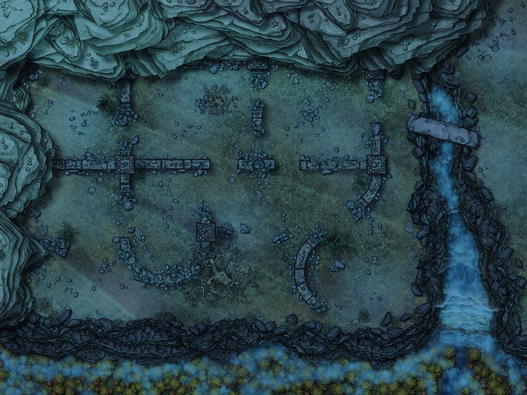 Cliffside Ruin - [40x30] [Battlemap] [OC] | Inkarnate - Create Fantasy ...