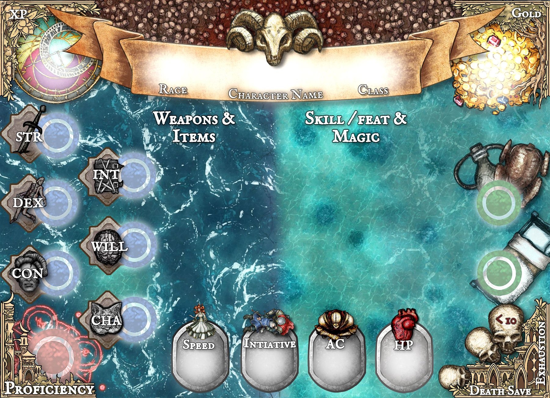 One Shot Character Sheet (Blue) | Inkarnate - Create Fantasy Maps Online