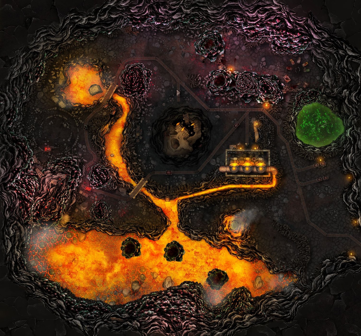 Volcano ruby mine dungeon battle map | Inkarnate - Create Fantasy Maps ...