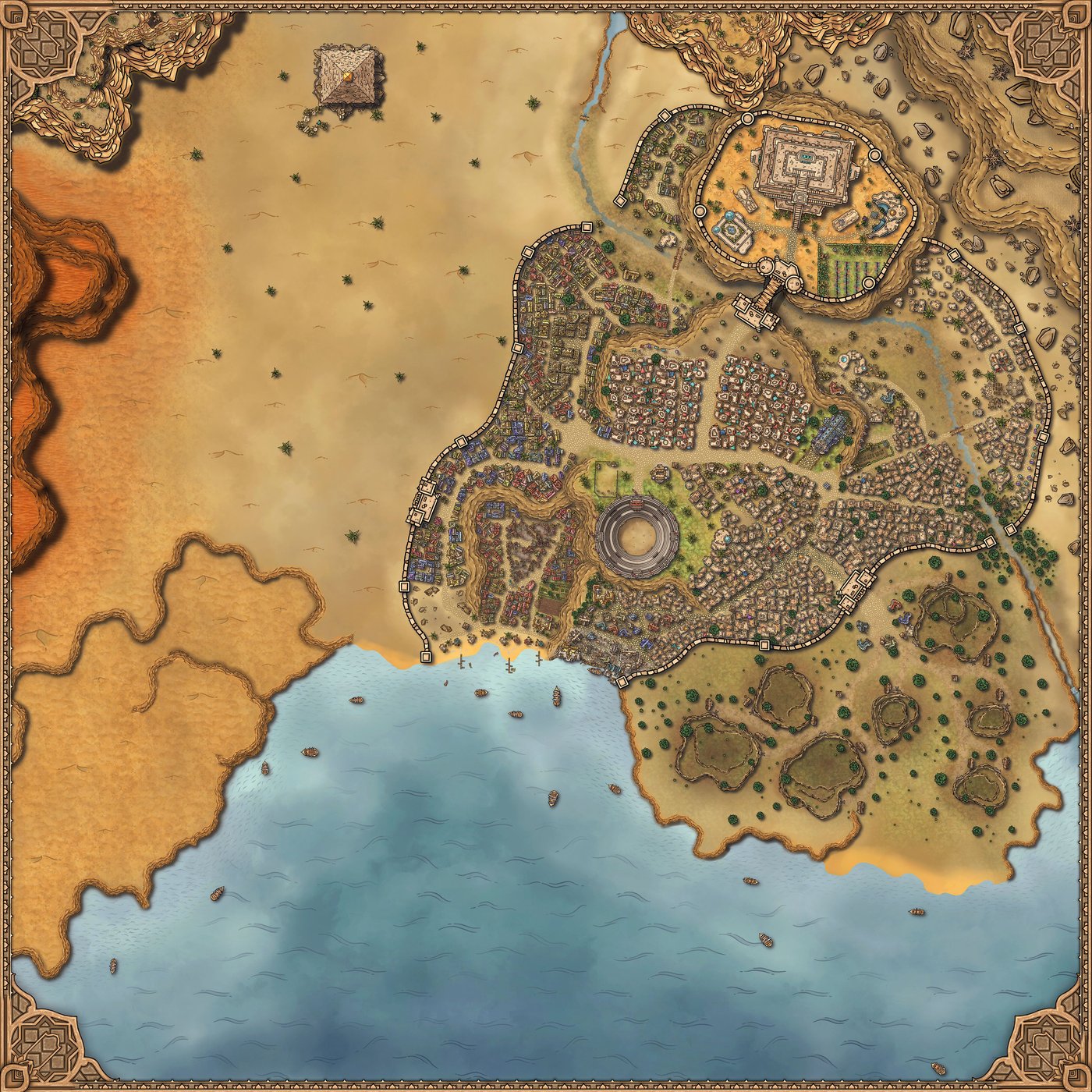 Desert city - Cloneable | Inkarnate - Create Fantasy Maps Online